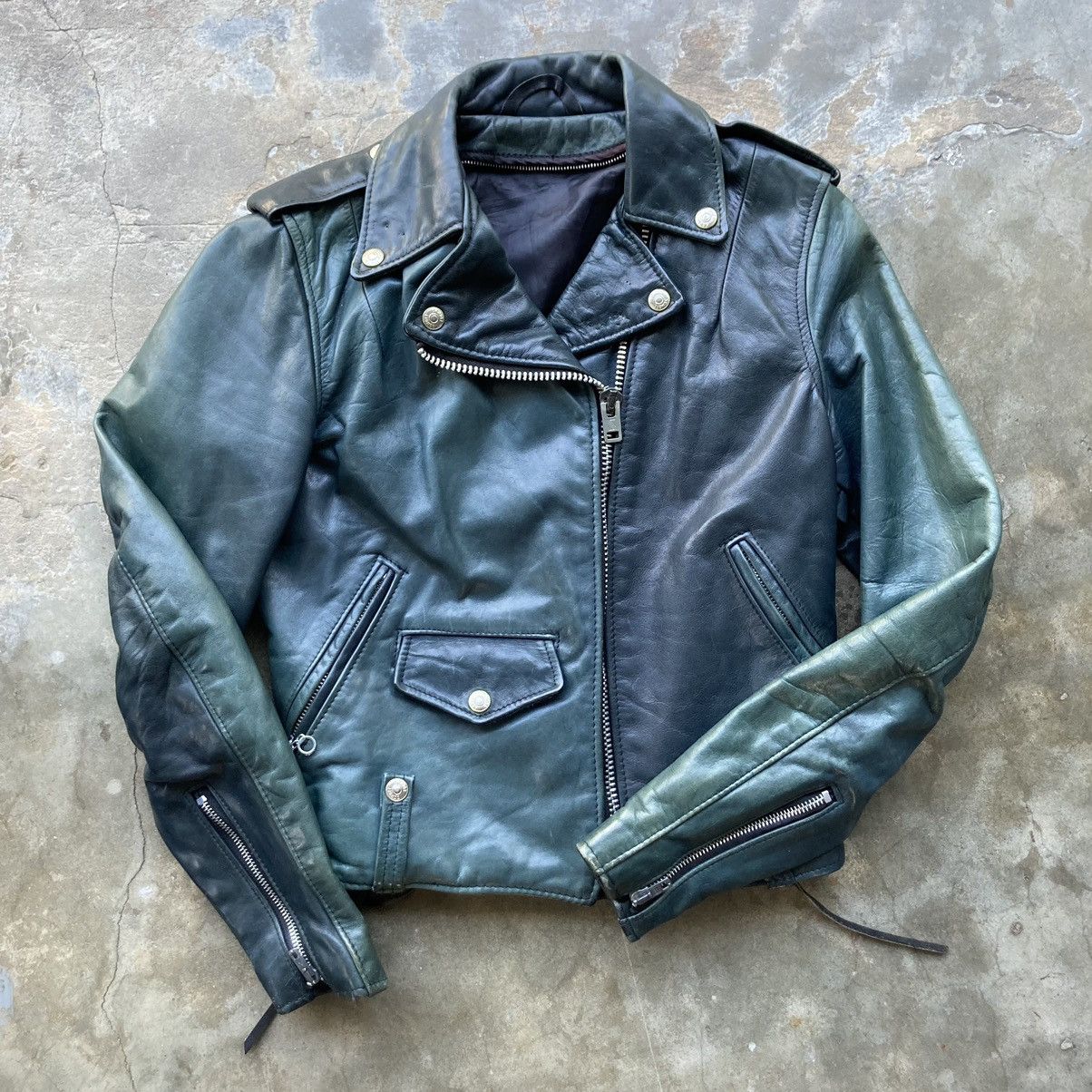 Schott Vintage Schott NYC green leather jacket size 8 | Grailed