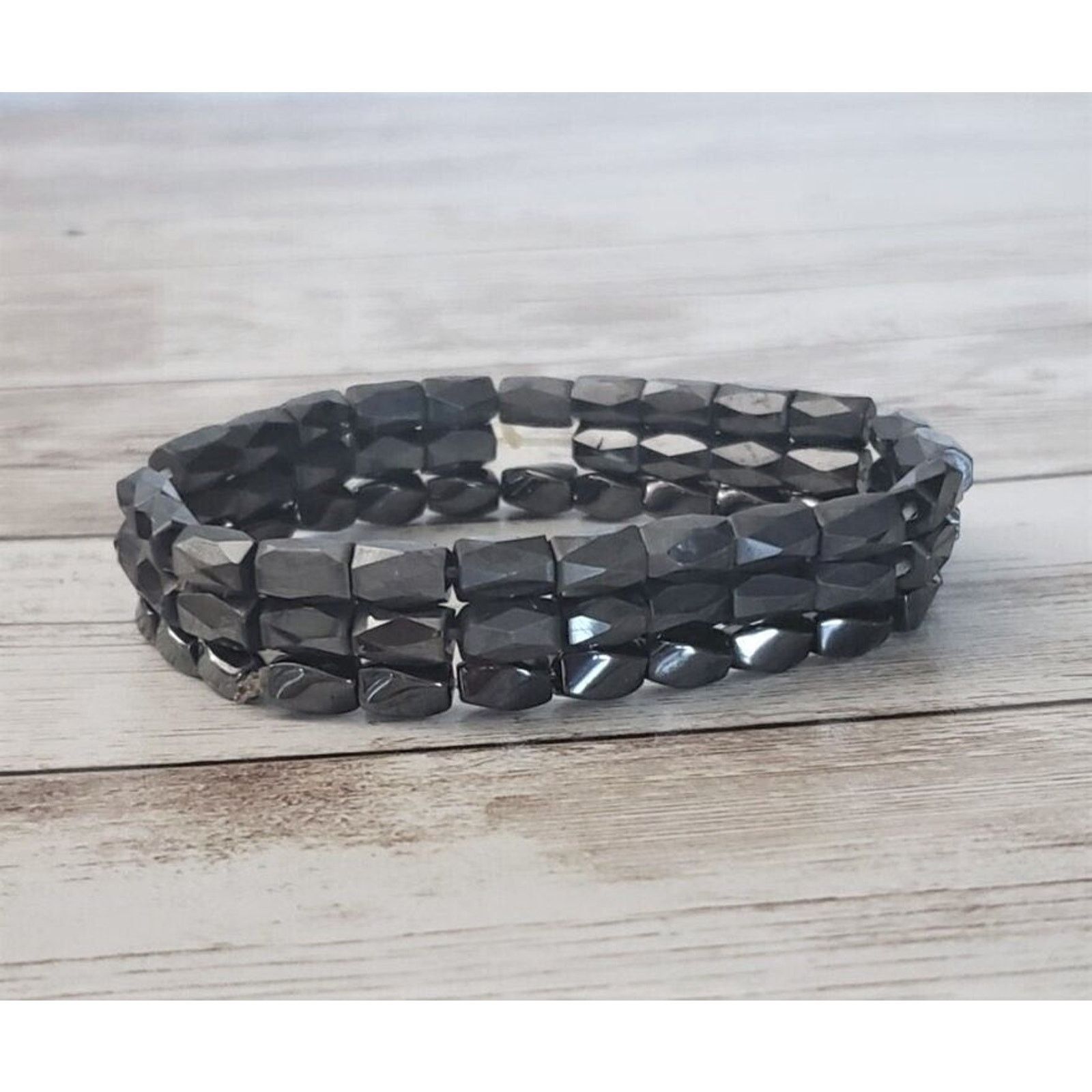 Other Magnetic Dark Gray Metallic - 3 Row Beaded Stretch Bracelet | Grailed