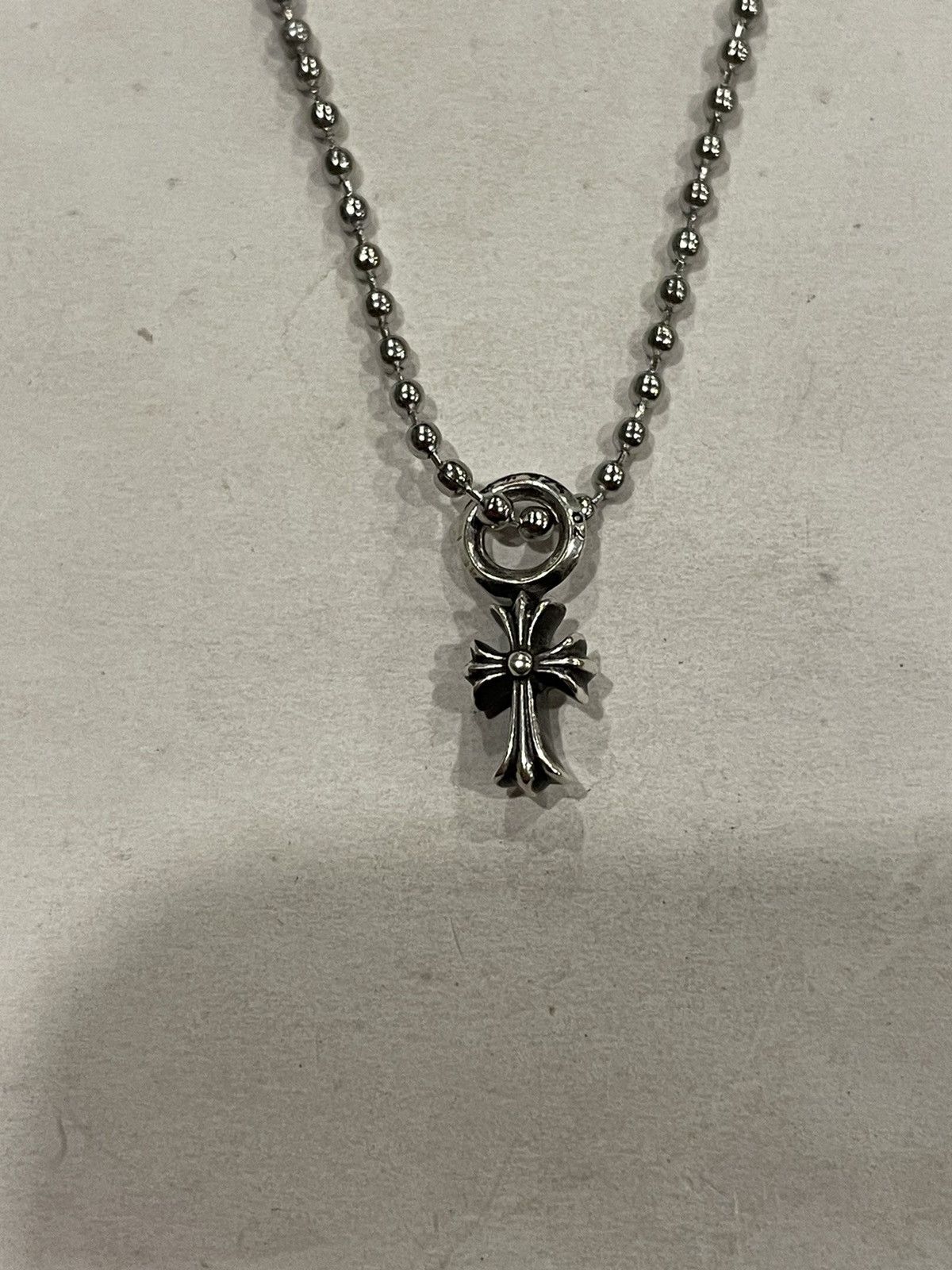 Chrome Hearts Chrome Hearts Cross Pendant Ball Chain Silver Necklace ...