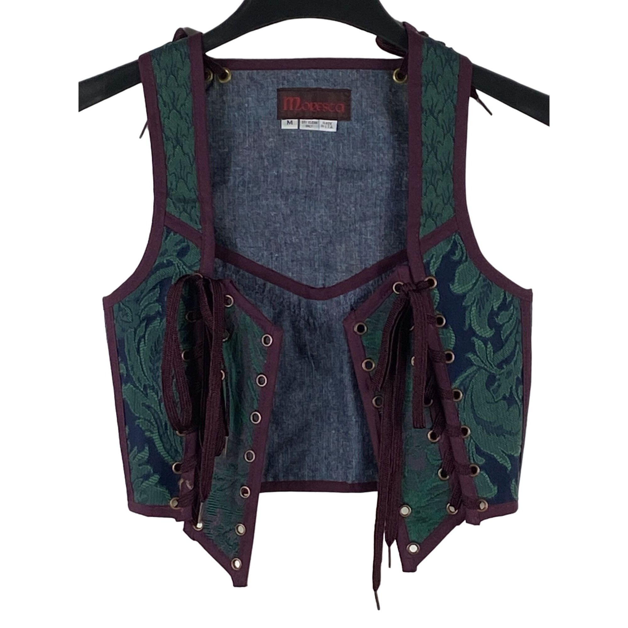 Vintage Moresca Brocade Patterned Boned Lace Up Vest Corset Size Med ...