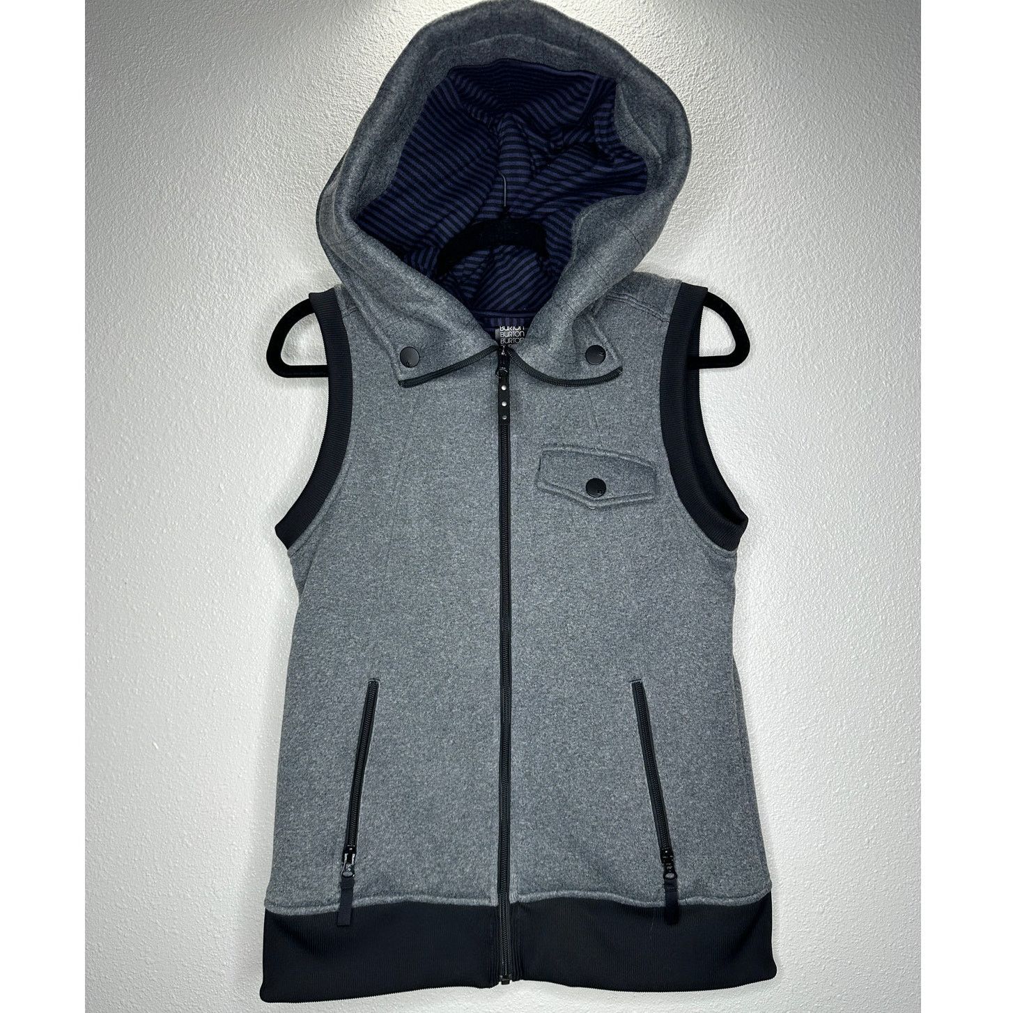 Burton Burton Gray & Black Dry Ride Starr Hooded Zip Snowboard Vest ...
