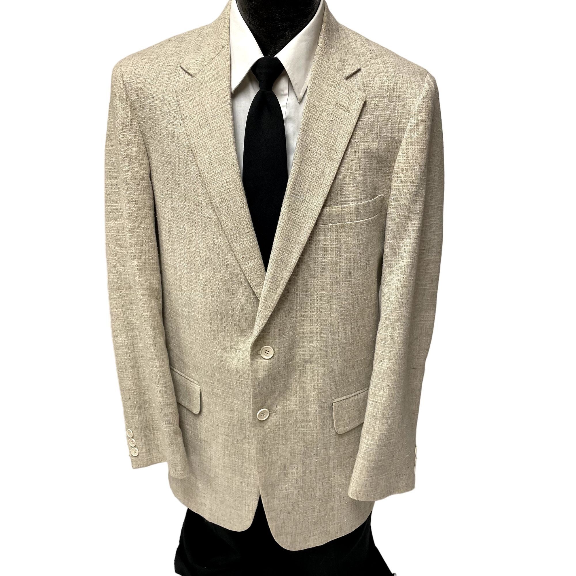 Unkwn 60's Bespoke Sport Coat Natural LINEN TROPICAL Fleck Jacket | Grailed