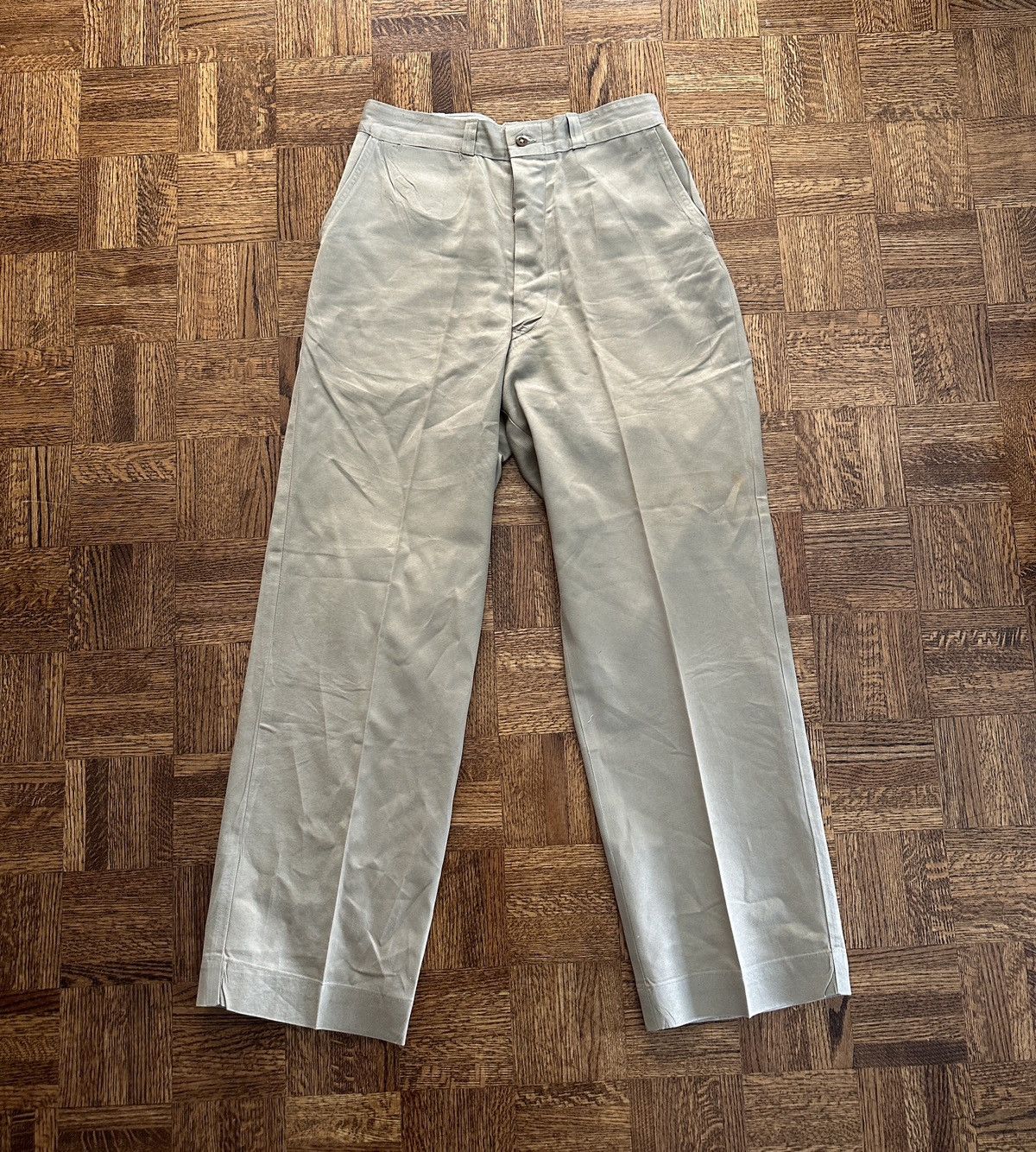 Vintage Vintage 50s Chino Khaki Cotton Trousers | Grailed