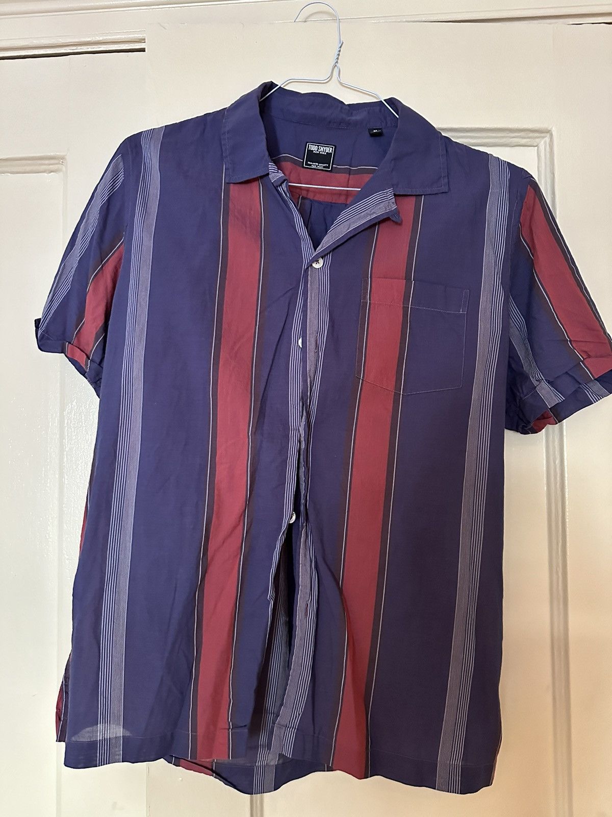 Todd Snyder Todd Snyder Purple Stripe Short Sleeve Shirt Size M | Grailed