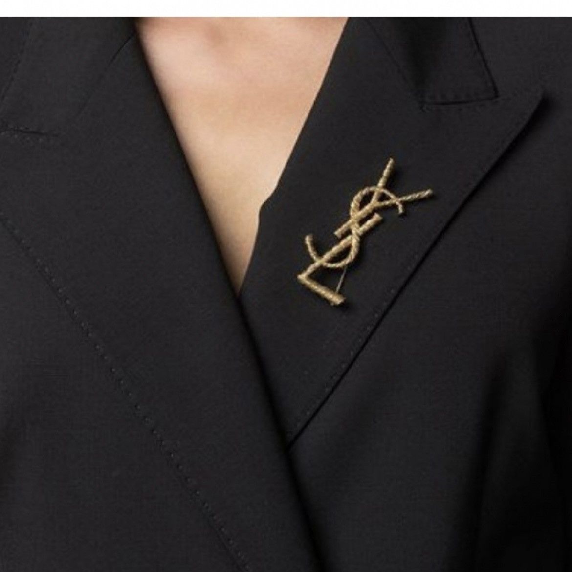 Ysl logo brooch store