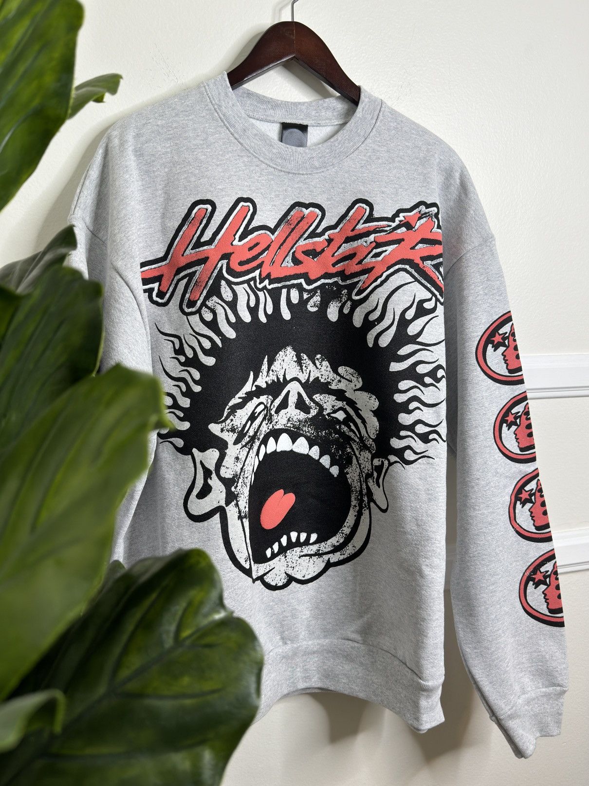 HELLSTAR Hellstar Studios Records Crewneck Grey | Grailed