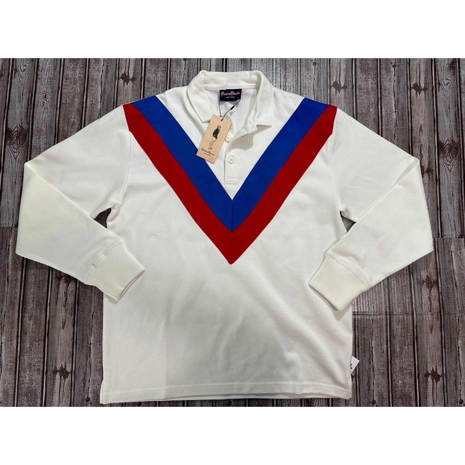 Rowing Blazers Rowind Blazer Mystery rugby polo shirt Red, White ...