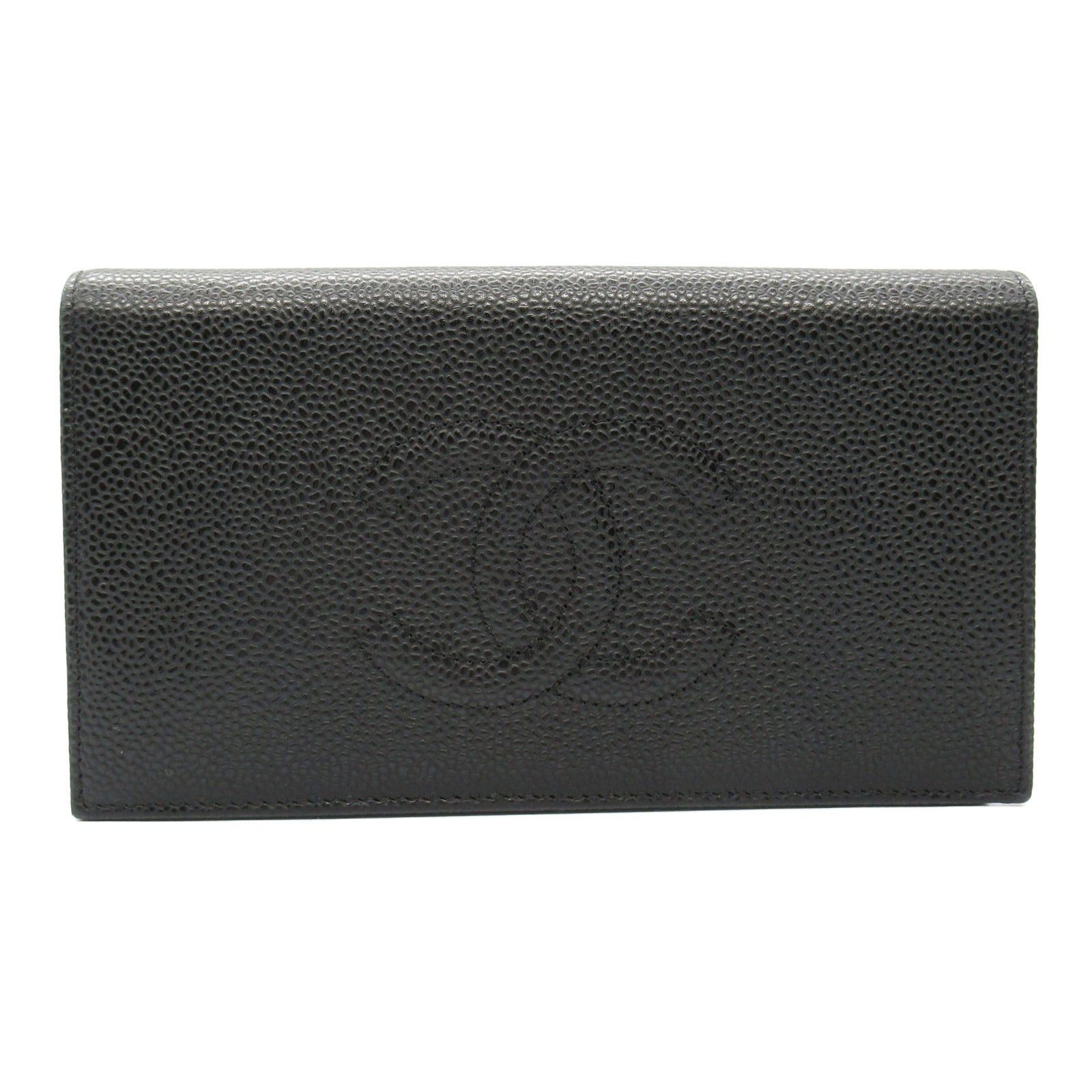 Chanel Chanel Coco Mark Zip Long Wallet Bi-Fold Caviar Skin (Grained ...