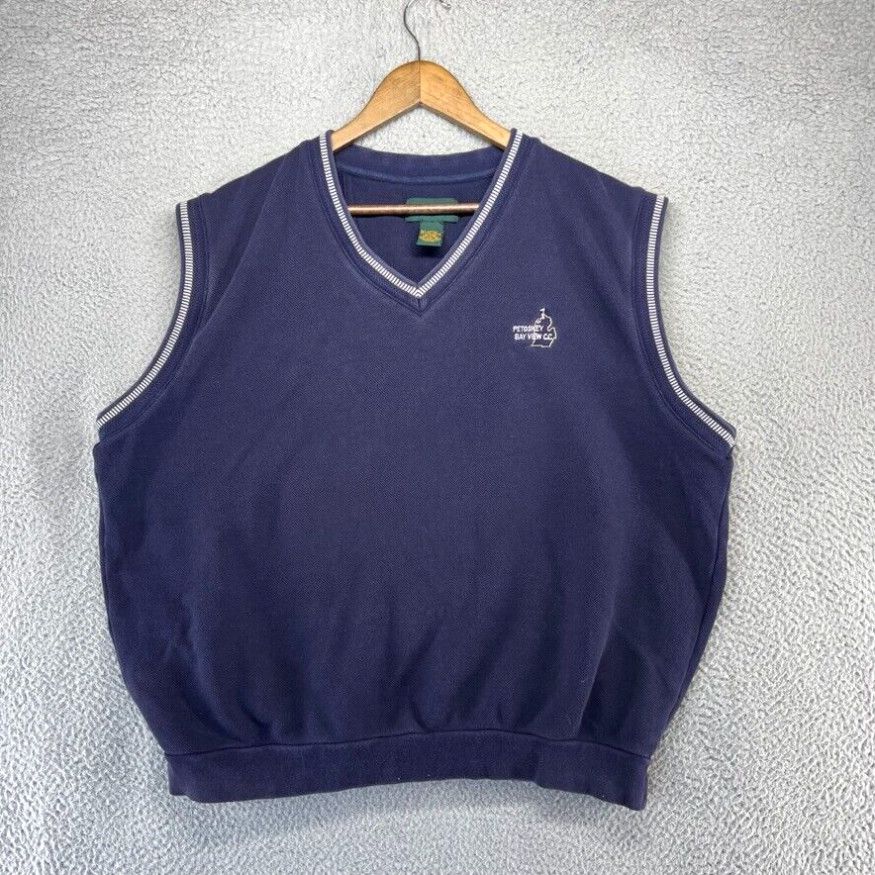 Izod Vintage Izod Sweater Vest Men's XL Blue White Petoskey Bay View Country Club 90s | Grailed
