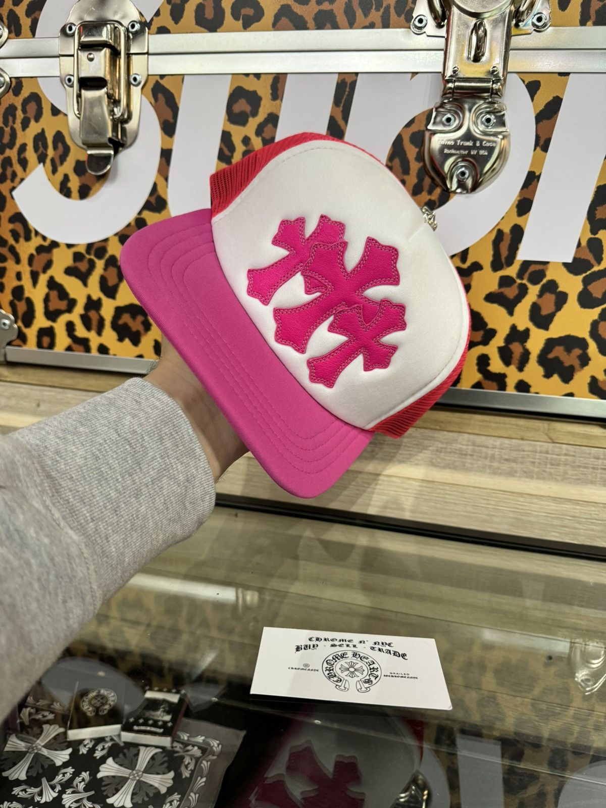 Chrome Hearts BRAND NEW Chrome Hearts Neon Pink Cemetery Trucker Hat ...