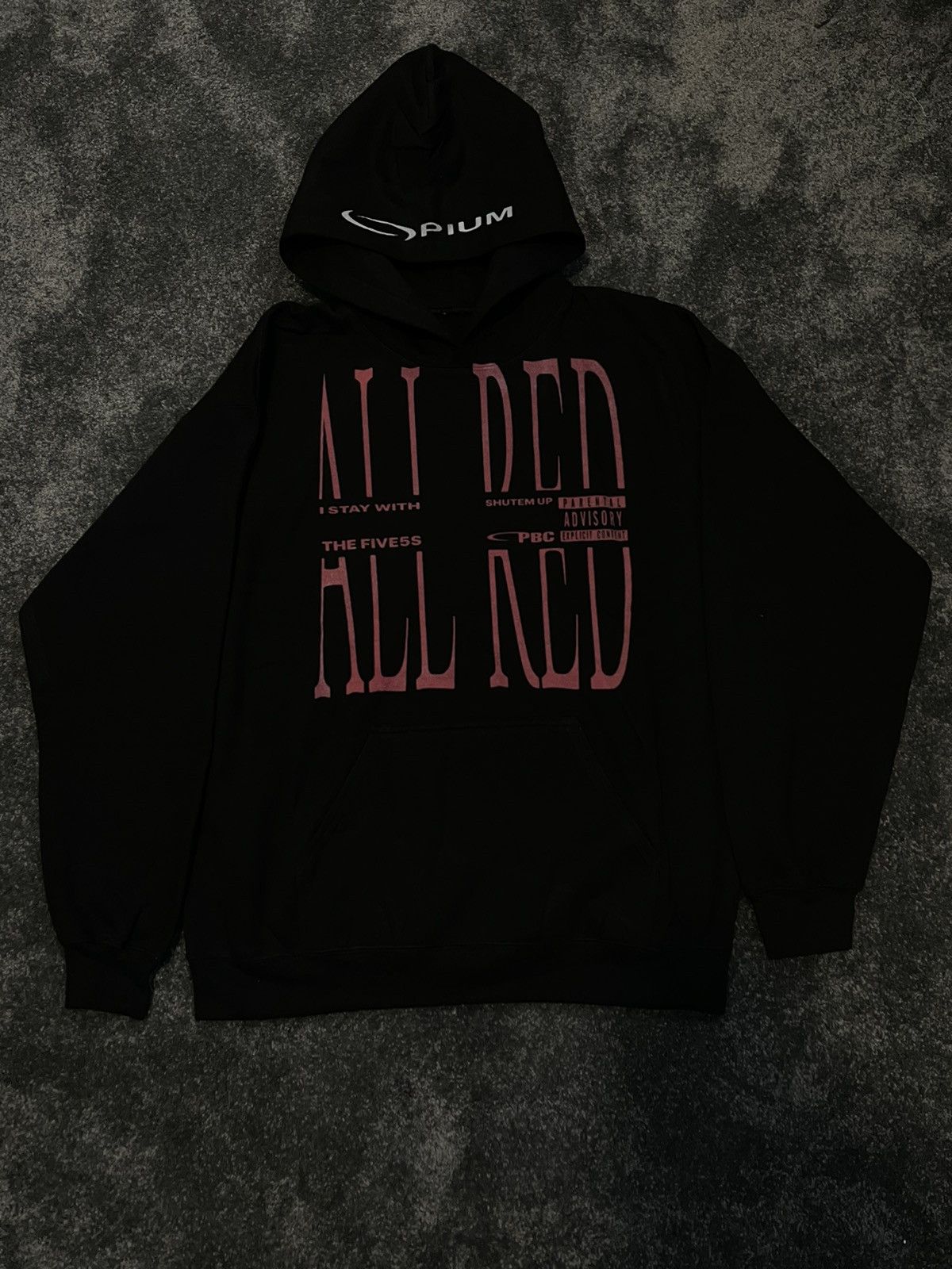 Designer PLAYBOI CARTI ALL RED OPIUM CUSTOM HOODIE | Grailed