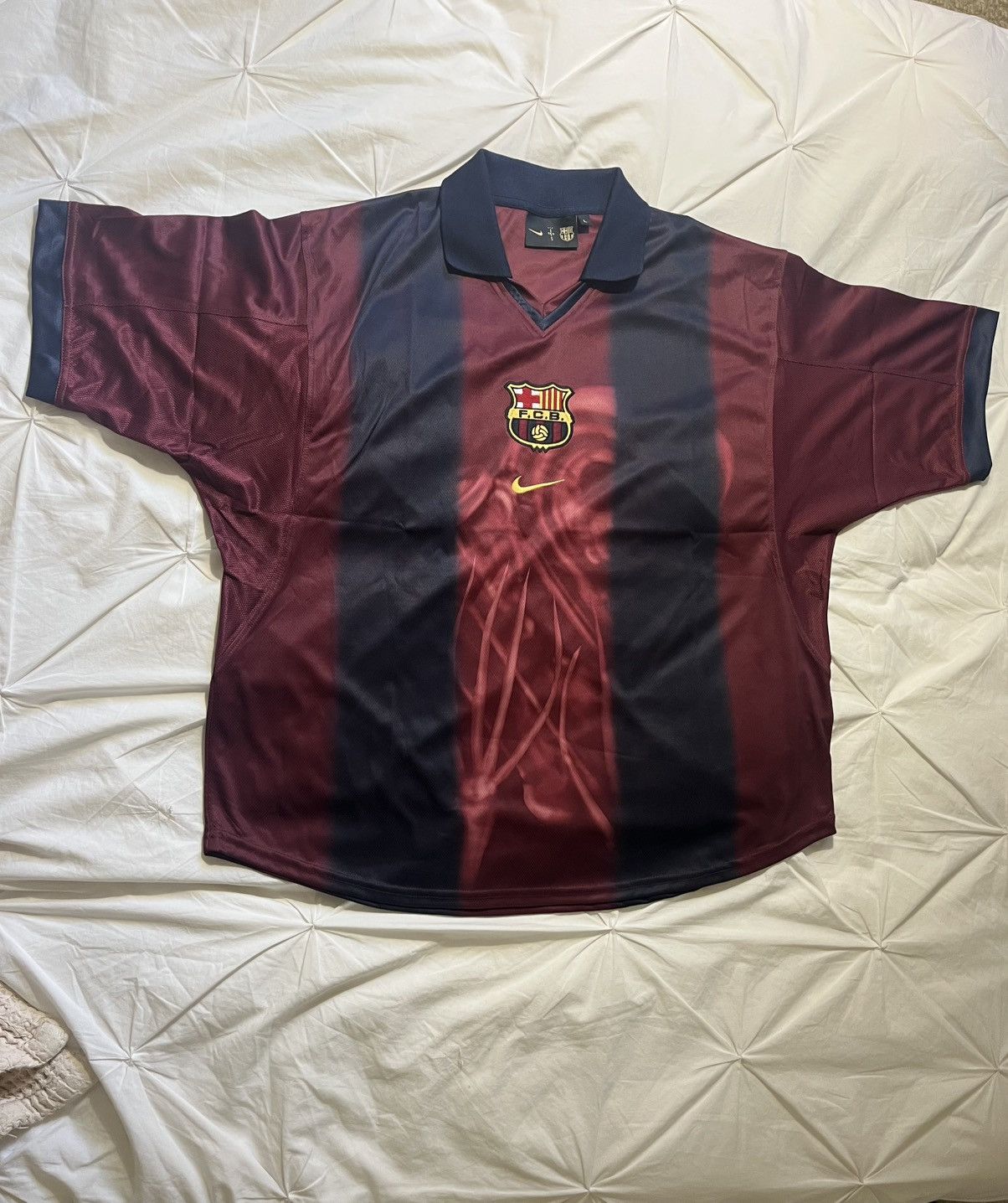 Nike × Travis Scott CJ X NIKE X FC BARCELONA RETRO 2000/01 HOME SKELETON JERSEY | Grailed