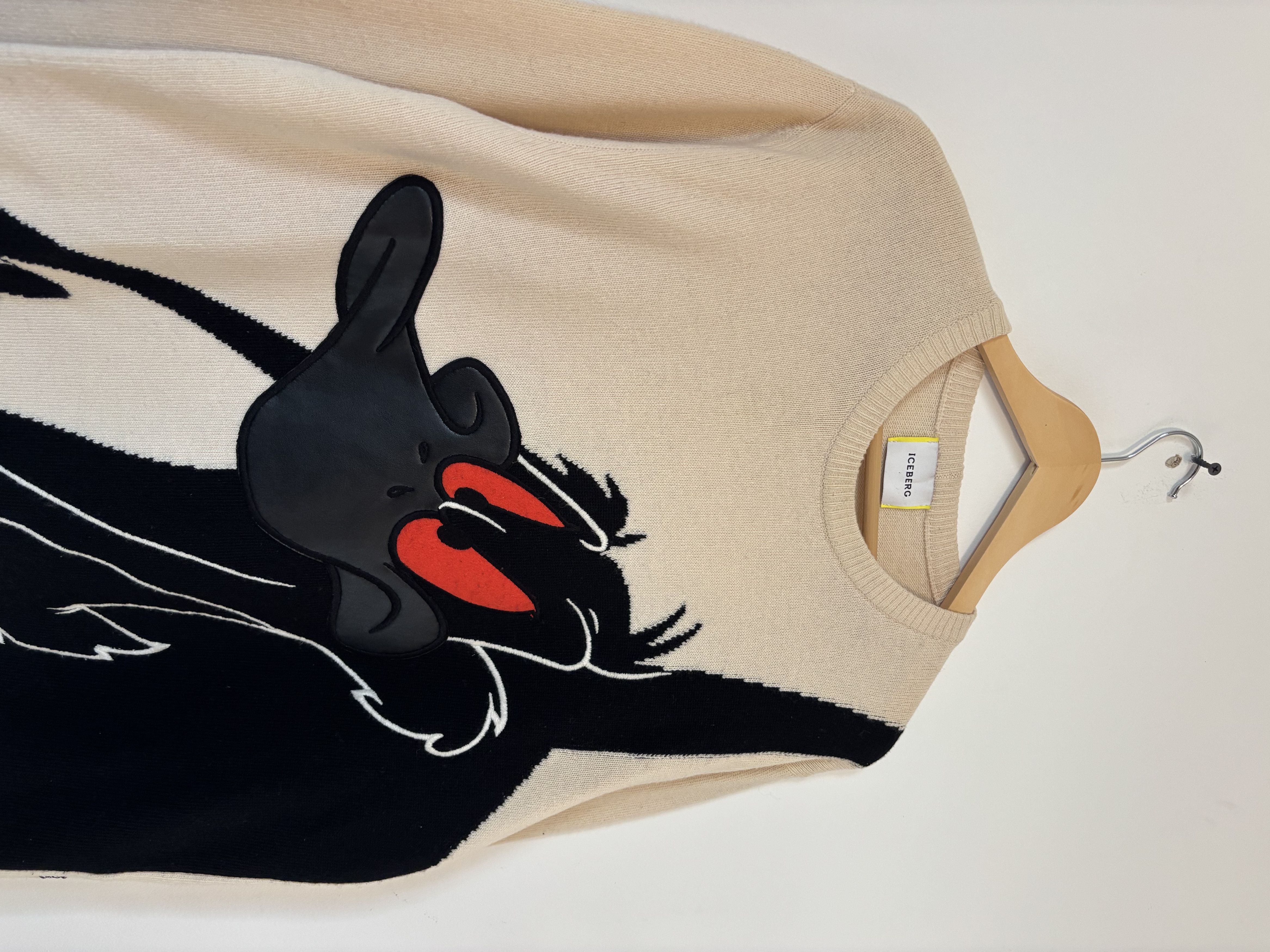 Iceberg Iceberg Daffy Duck Cream Italian Wool Crewneck Sweater XL | Grailed