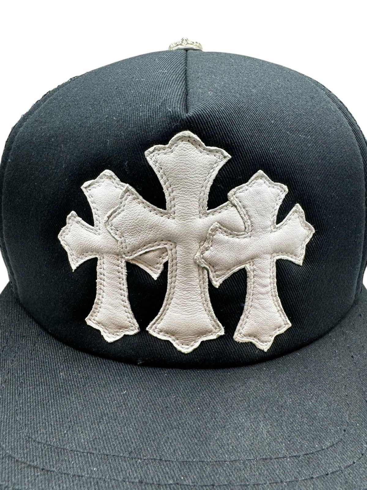 Chrome Hearts Chrome Hearts Cemetery Triple Cross Patch Trucker Hat ...