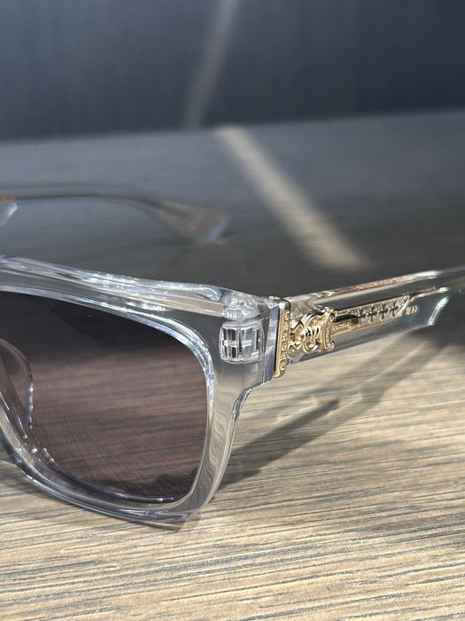 Chrome Hearts Chrome Hearts Box Officers Crystal/Gold w/ Gray Lenses ...