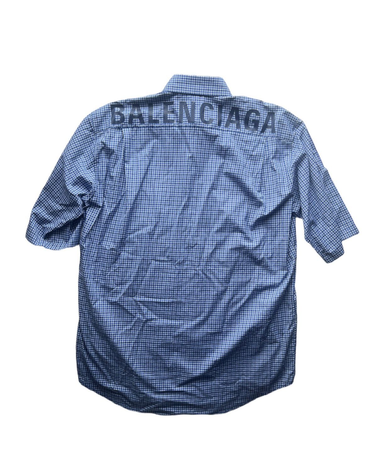 Balenciaga S/S19 Signature Logo Back Checkered Button Up Shirt | Grailed