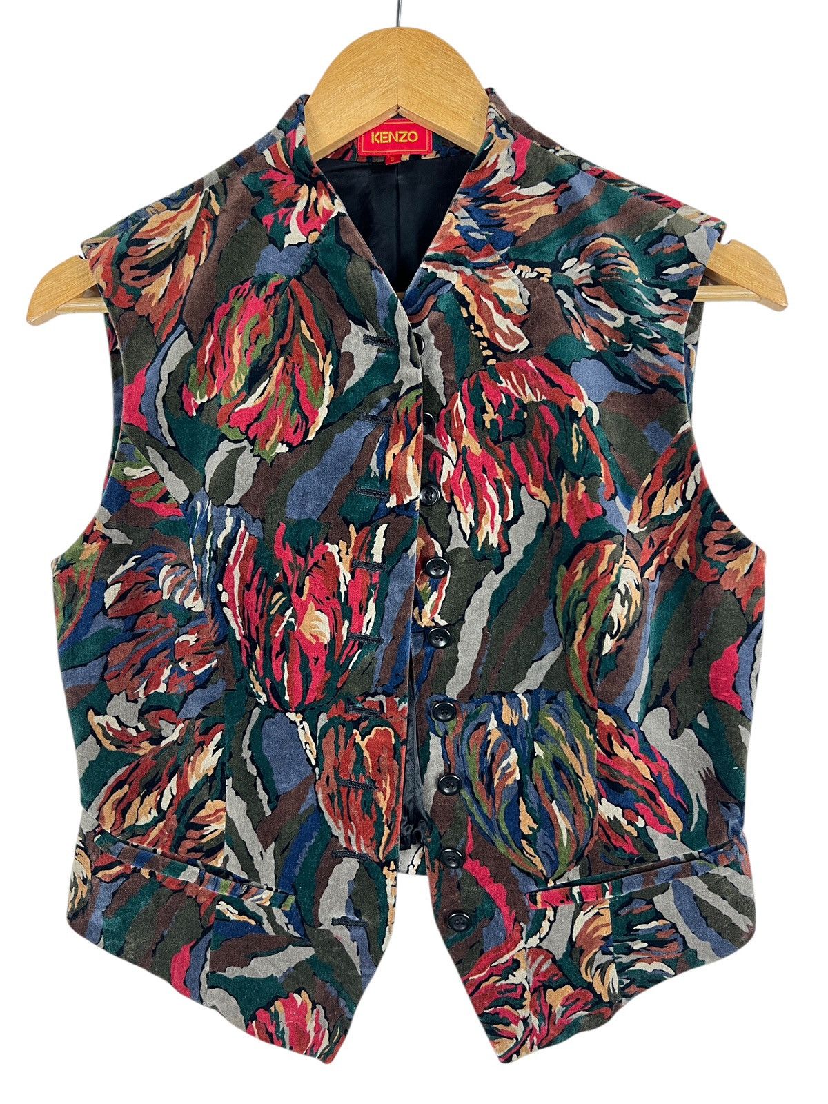 Kenzo VINTAGE KENZO VELVET MULTI COLOUR VEST MADE IN JAPAN | Grailed