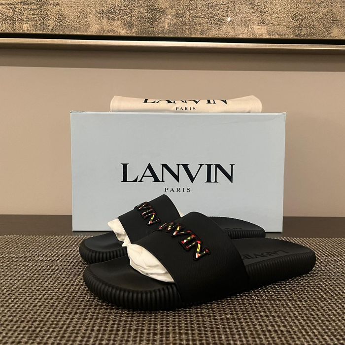 Lanvin Arpegie Logo Slides in Black / Multicolor | Grailed