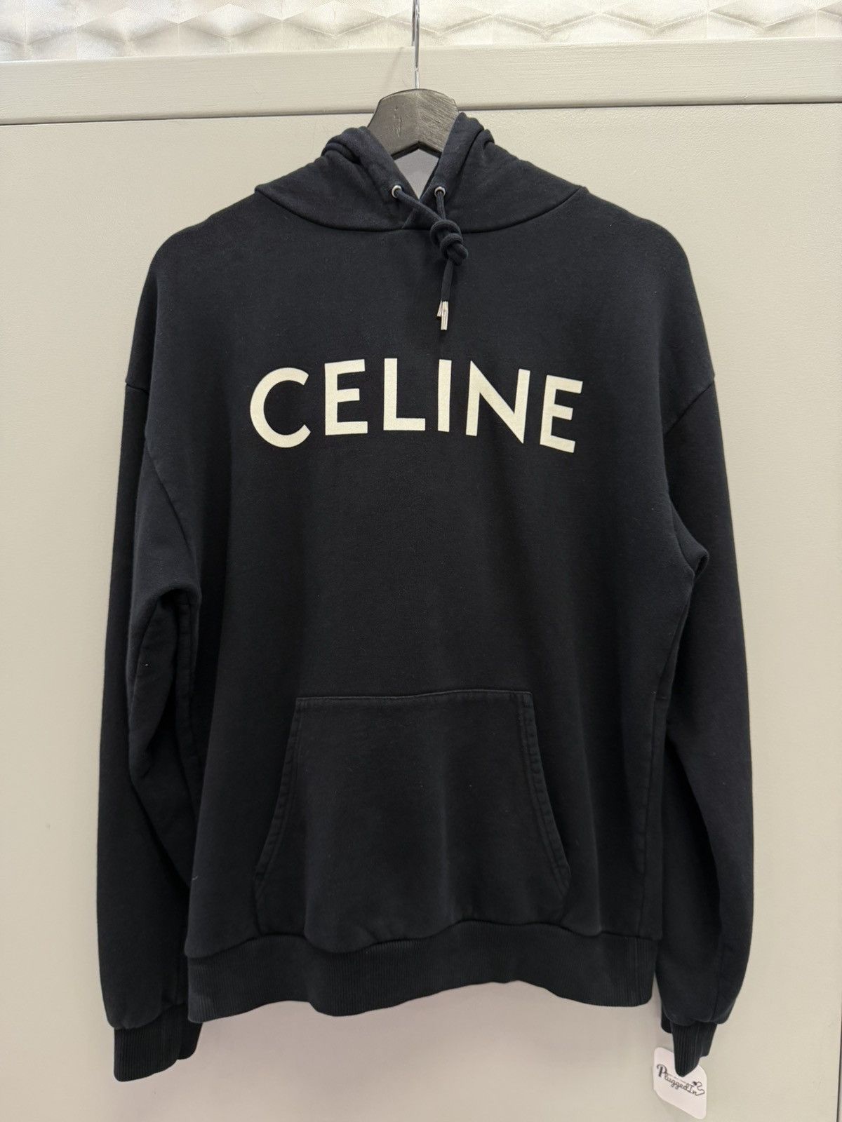 Celine Celine Hoodie Black White Chest Logo | Grailed