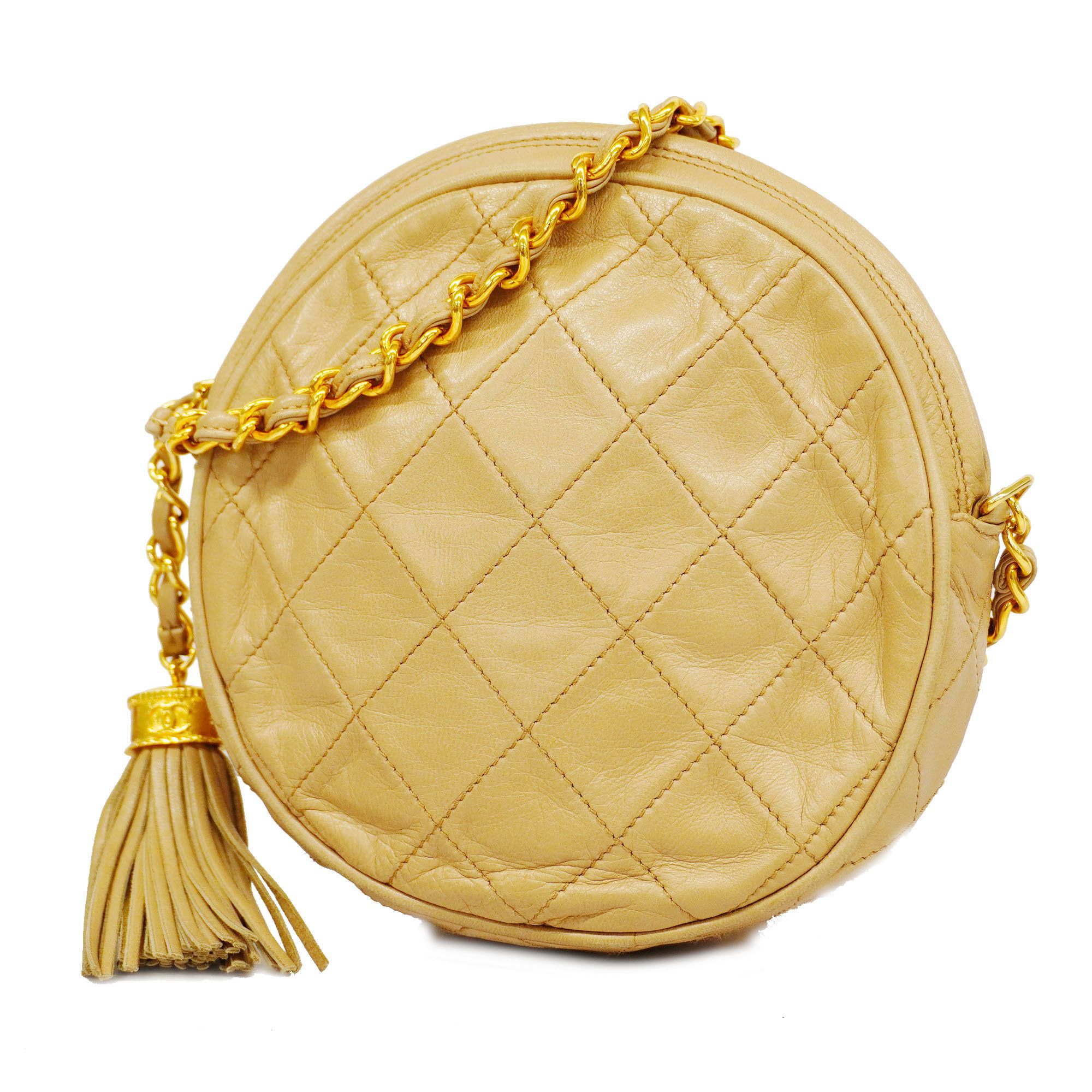 Chanel [3bc2795]Auth Chanel Matelasse Fringed Chain Shoulder Lambskin ...