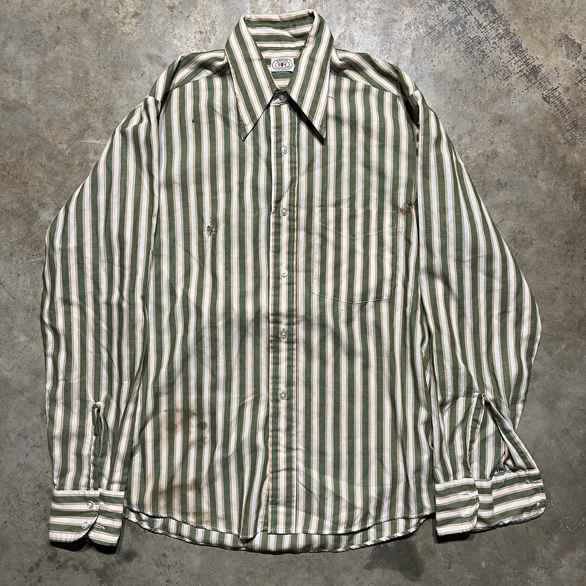 Made In Usa × Vintage Vintage 60s Ramar Shirtmakers Green Striped ...