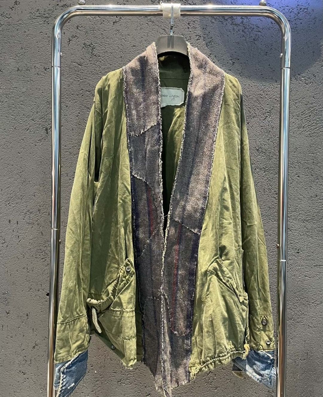 Greg Lauren greg lauren Military fabric patchwork denim vandalism toga ...