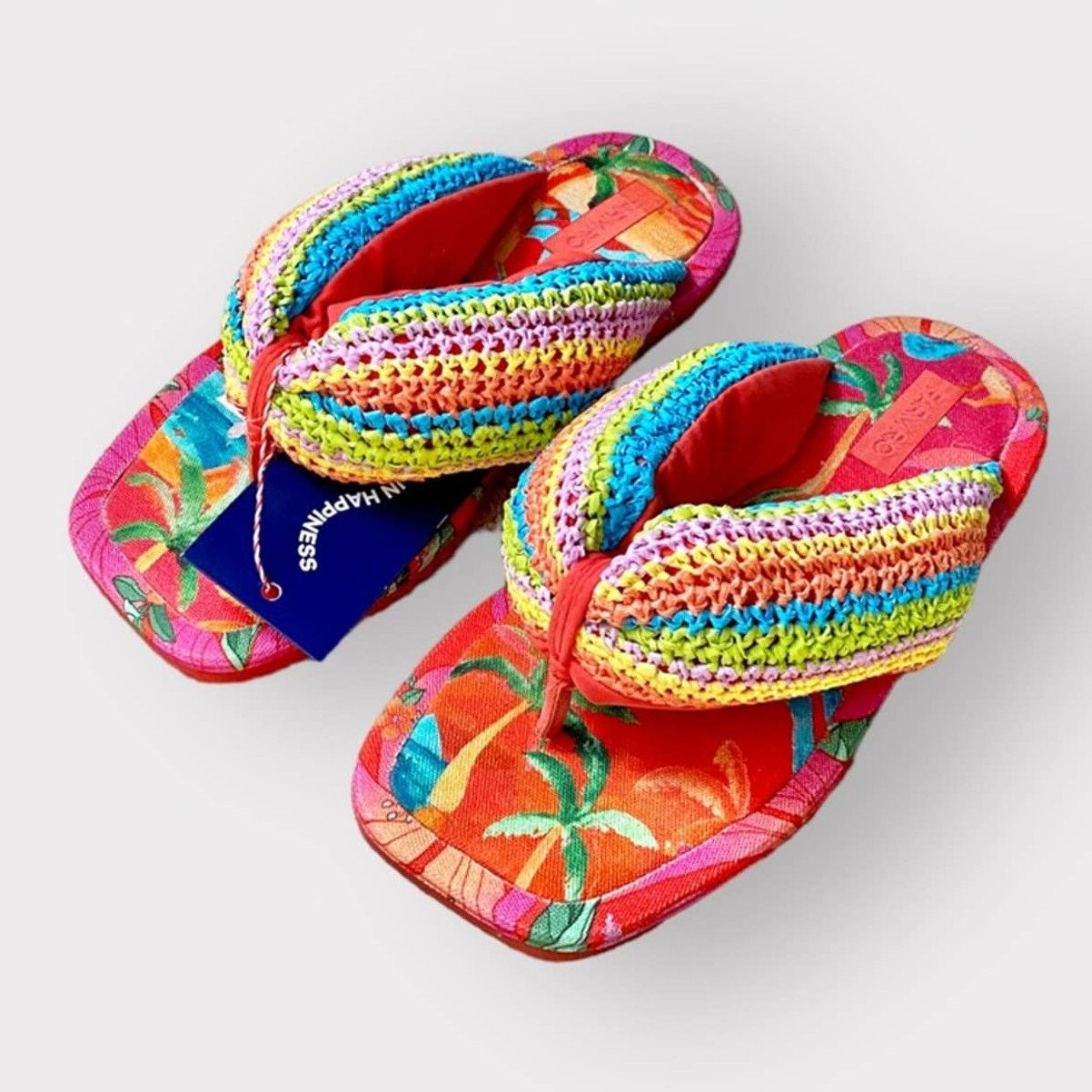 Farm Rio Farm Rio Toucans Crochet Puffy Flip Flop Sandal Multicolored ...