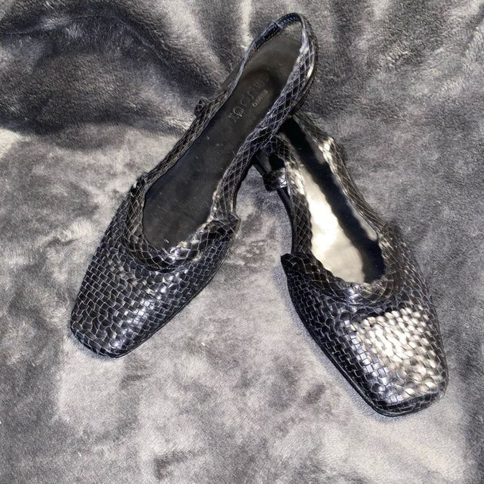 Mecca Sesto Meucci Dingle Black Leather Woven Slingback shoes Size ...