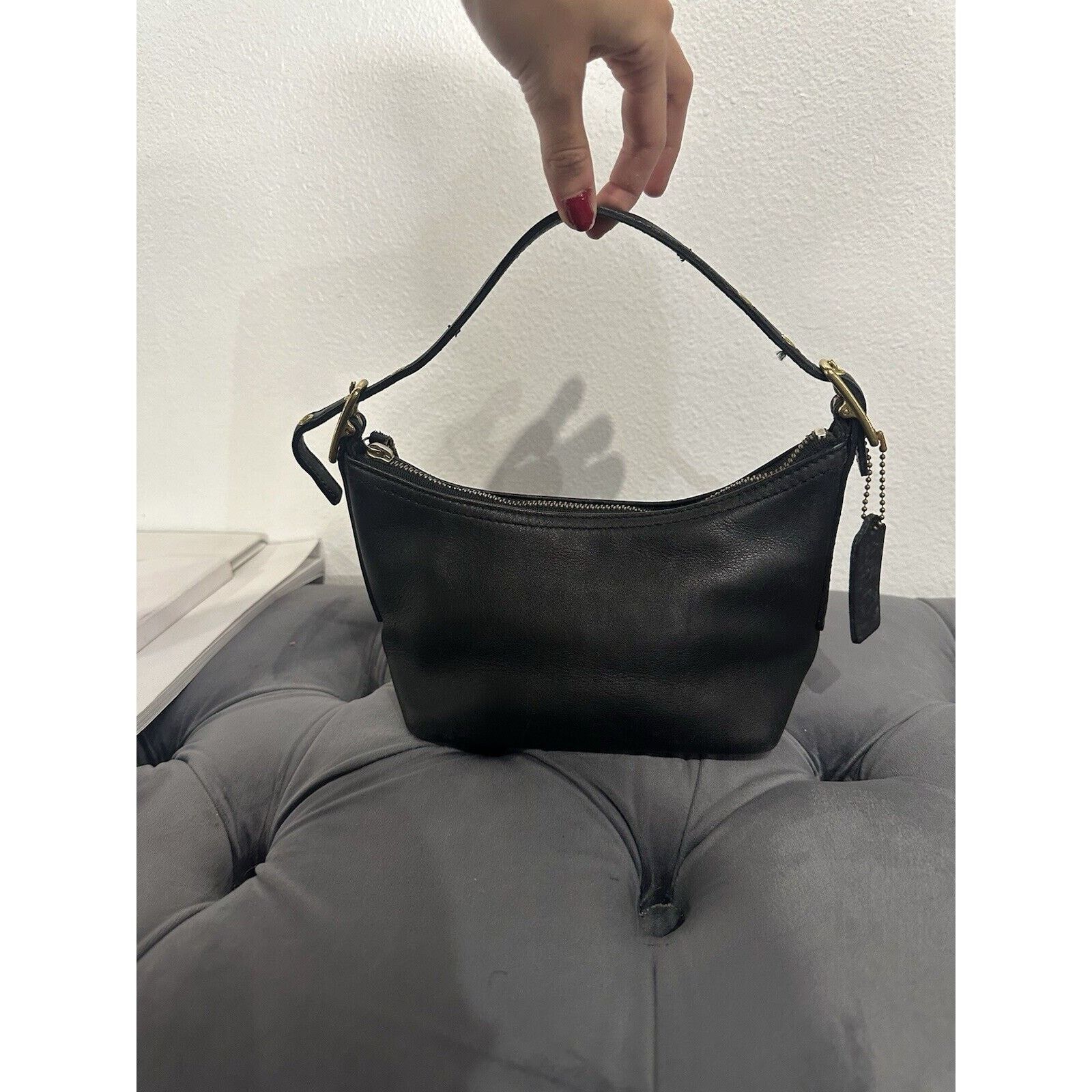 Coach VTG Coach 9844 Mini Demi Hobo Black Leather Shoulder Purse | Grailed