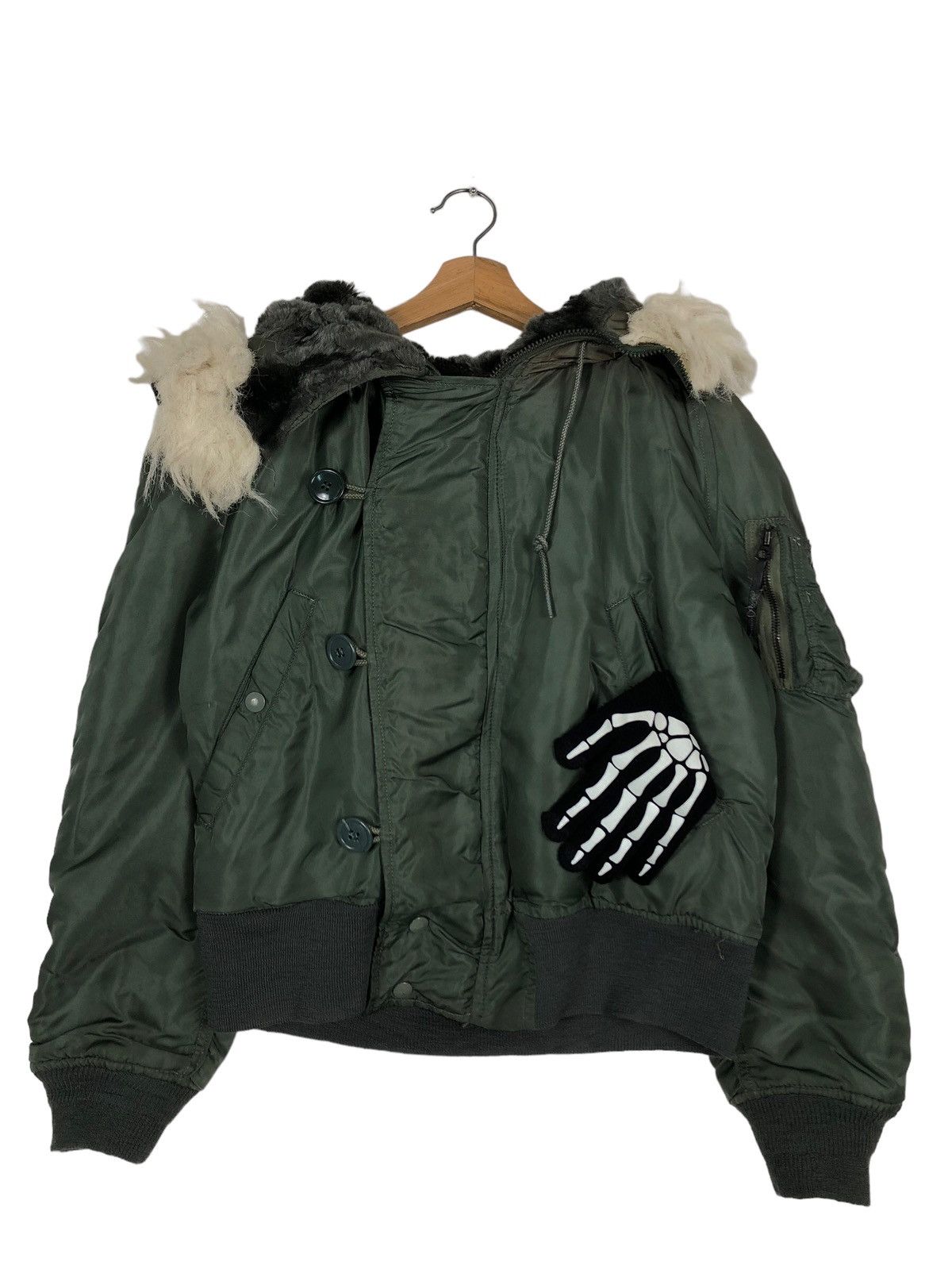 Avirex Vintage 1983 Avirex Bomber Jacket Type N-B2 Mink Fur Hoodie ...