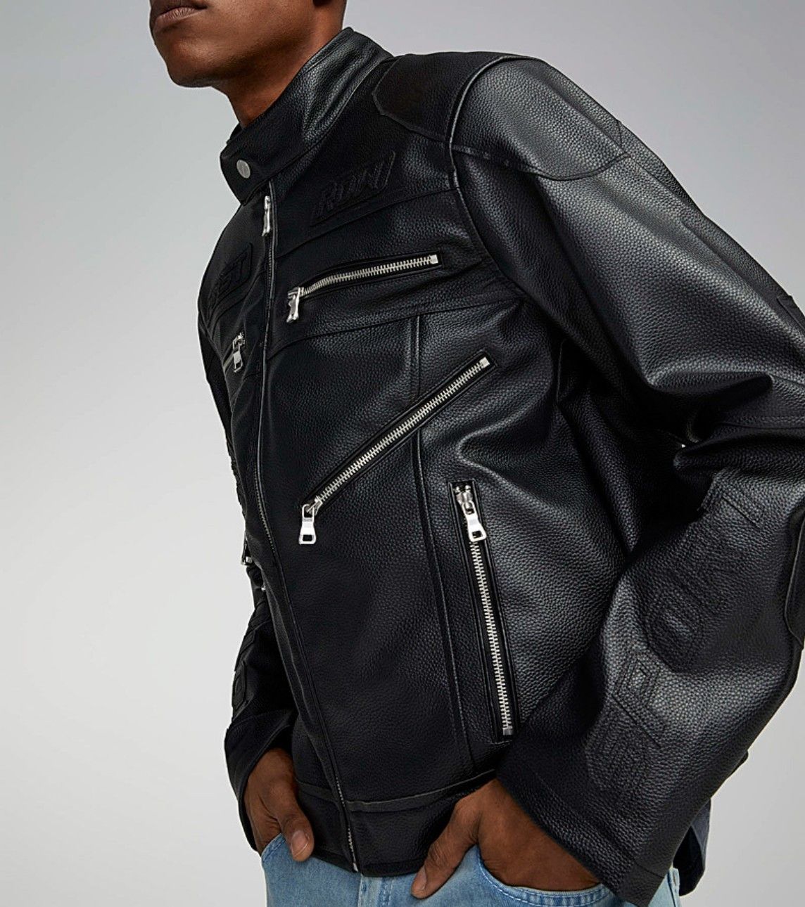 Designer FIRST ROW Faux-Leather Biker Jacket | Grailed
