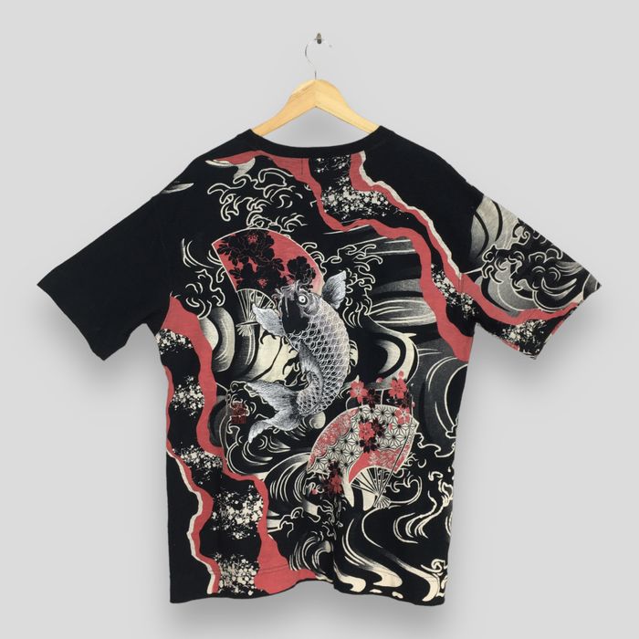 Japanese Classic Script Vintage Fish Koi Japanese Culture Sukajan Black ...