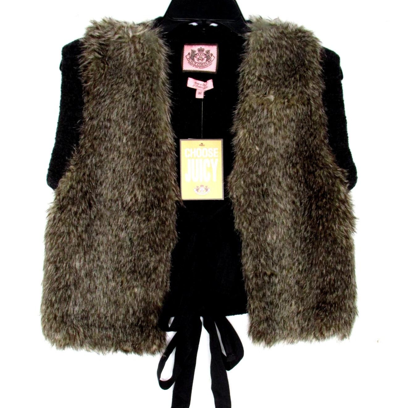 Juicy Couture JUICY COUTURE Cozy Soft Tie Faux Fur Vest Gilet Deep ...