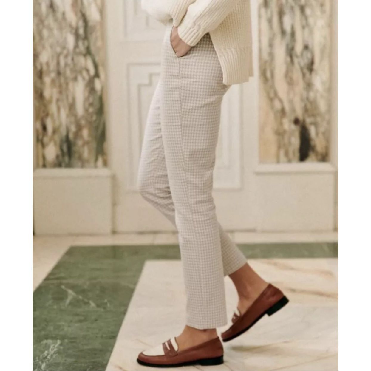 Sezane Sezane Clara Trouser Pants Capri Tile Checker Print Size 44 ...