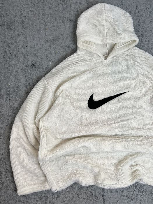 Nike NIKE TEDDY FLEECE VINTAGE CENTER SWOOSH OVERSIZE BOXY HOODIE | Grailed