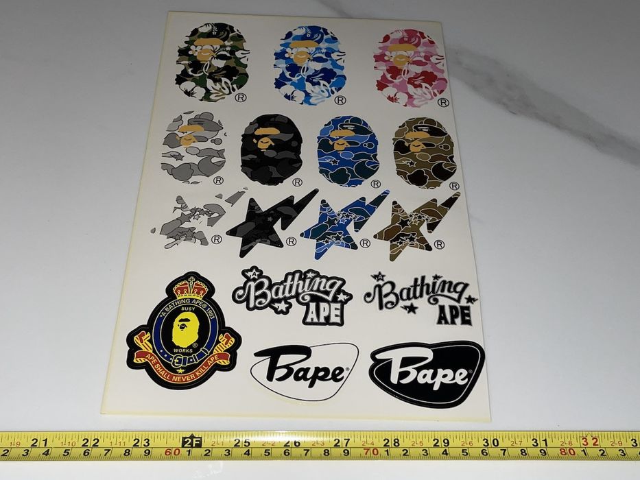 Bape Bape A Bathing Ape sticker Japan legit Psyche camo milo Nigo | Grailed