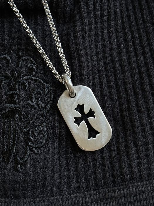 Chrome Hearts CROSS DOG TAG CUTOUT ROLL CHAIN NECKLACE | Grailed