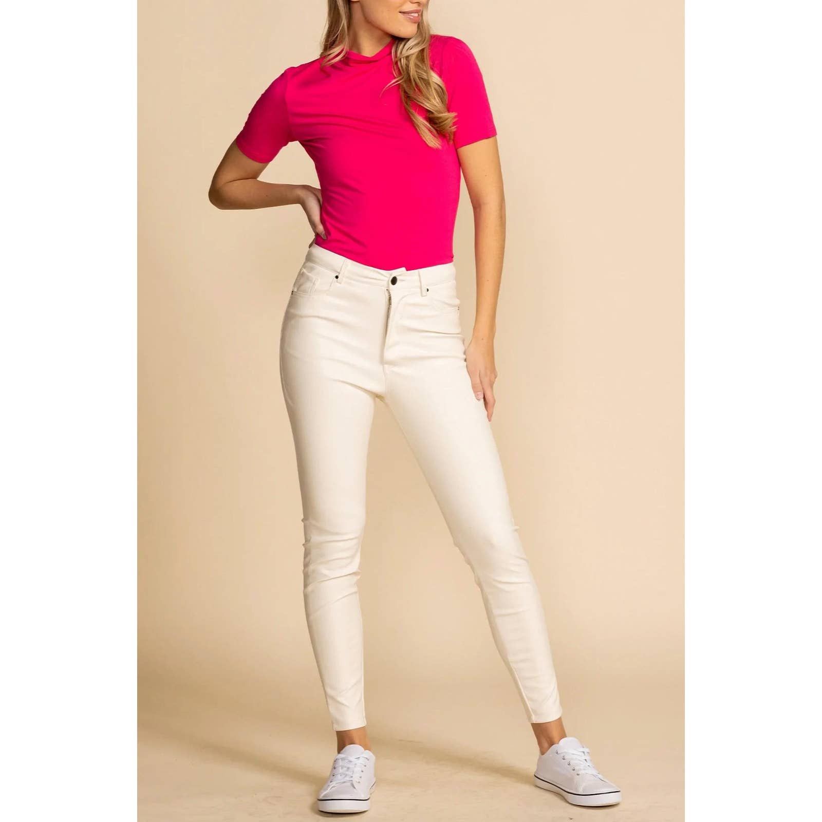 Designer PINK MARTINI Night Walk Faux Leather Pants In White | Grailed