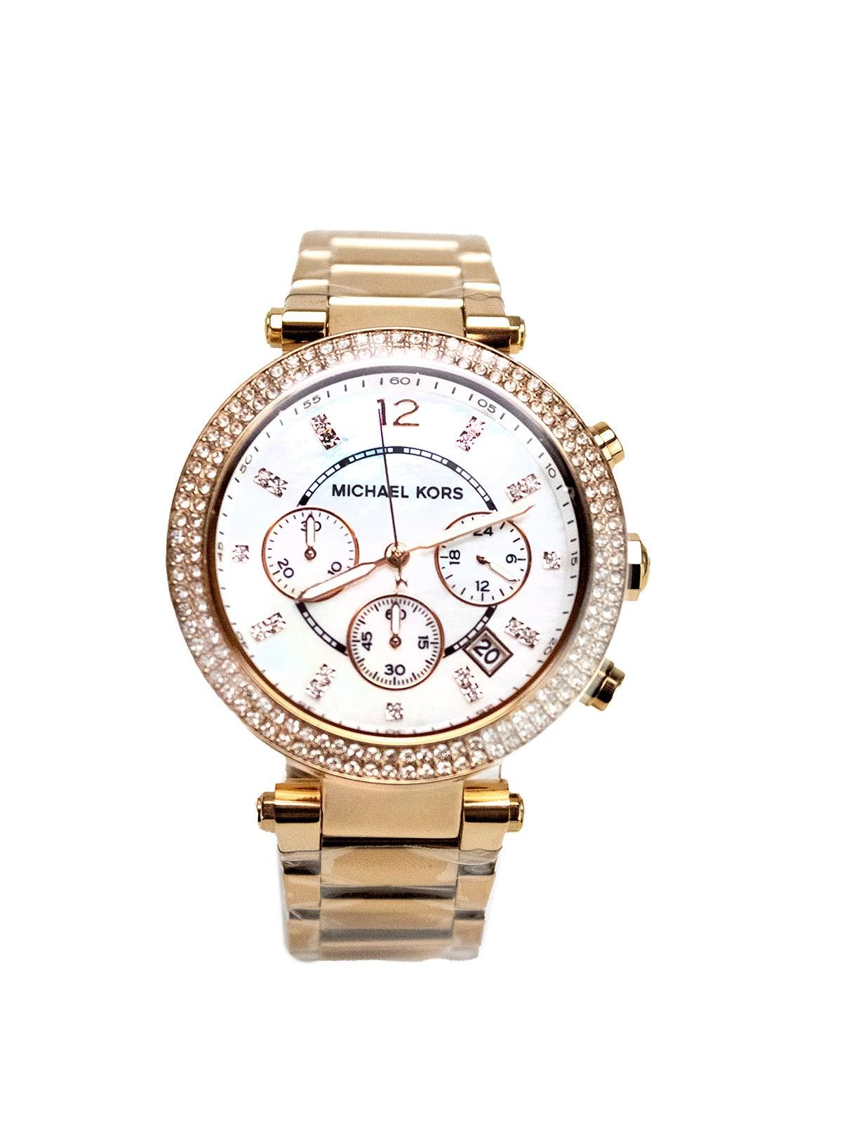 Michael Kors Parker 40 mm Case Stainless Steel Rose Gold Tone Watch ...