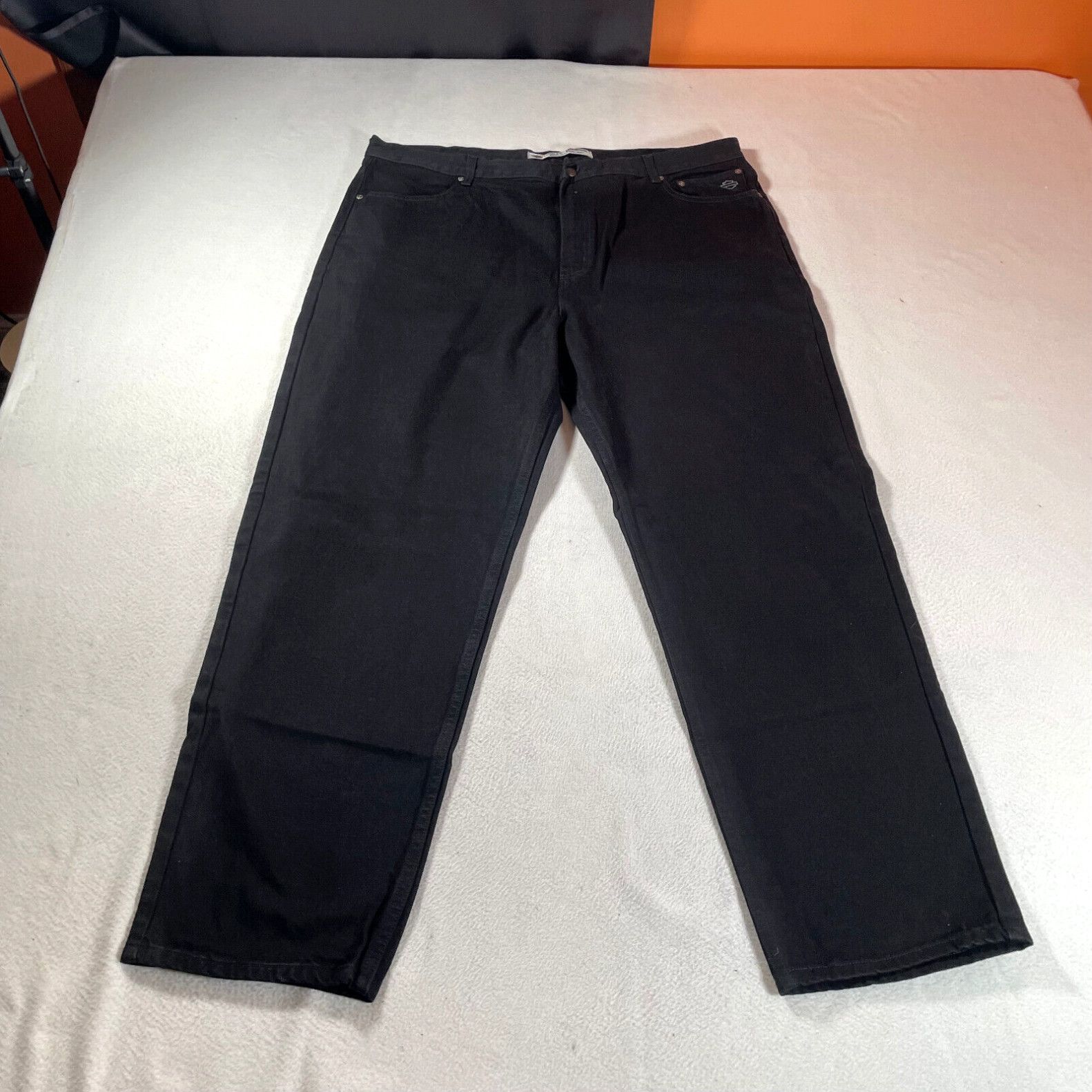 Harley Davidson Vintage Baggy Jeans Mens 44 Pants Baggy Y2K Black Thick ...