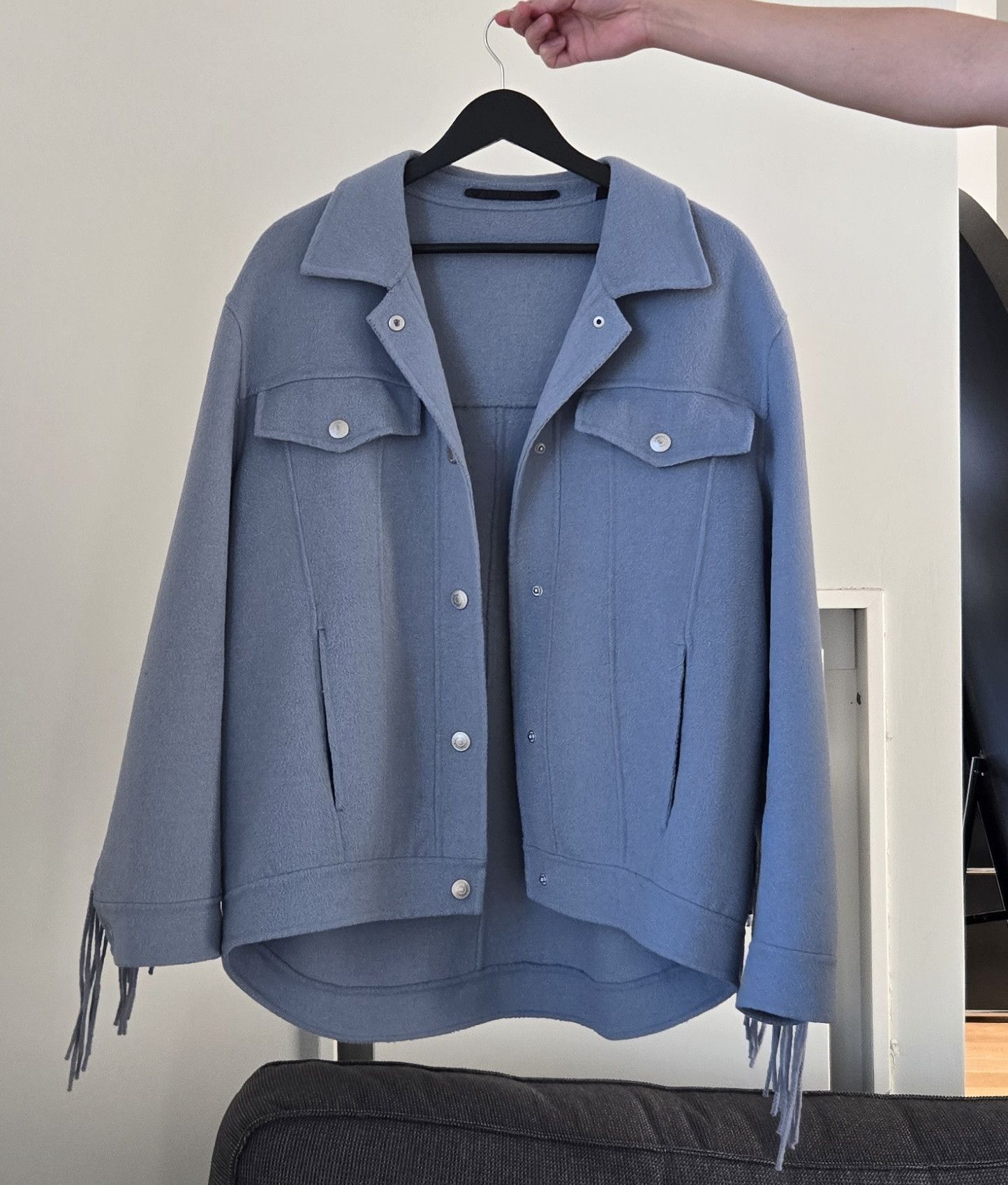 Allsaints Franke Fringe Wool-Blend Jacket | Grailed