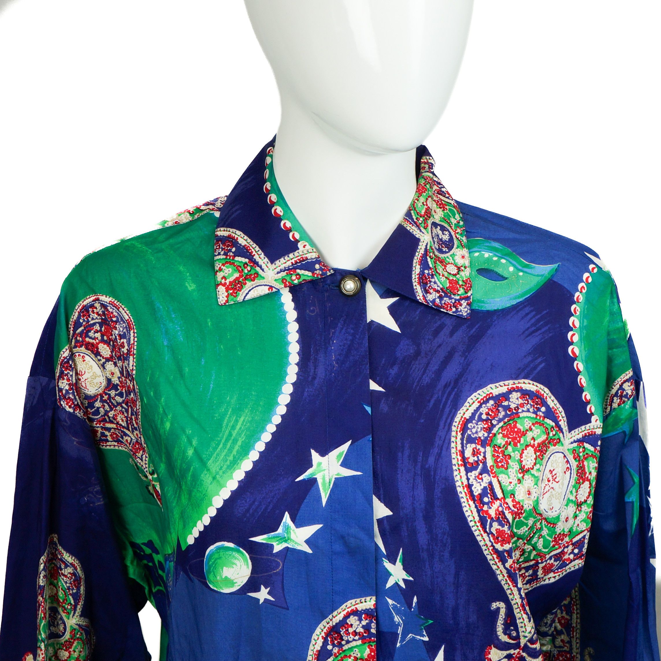 Versace VERSUS Gianni Versace Multicolor Blue Green Shirt Vintage | Grailed
