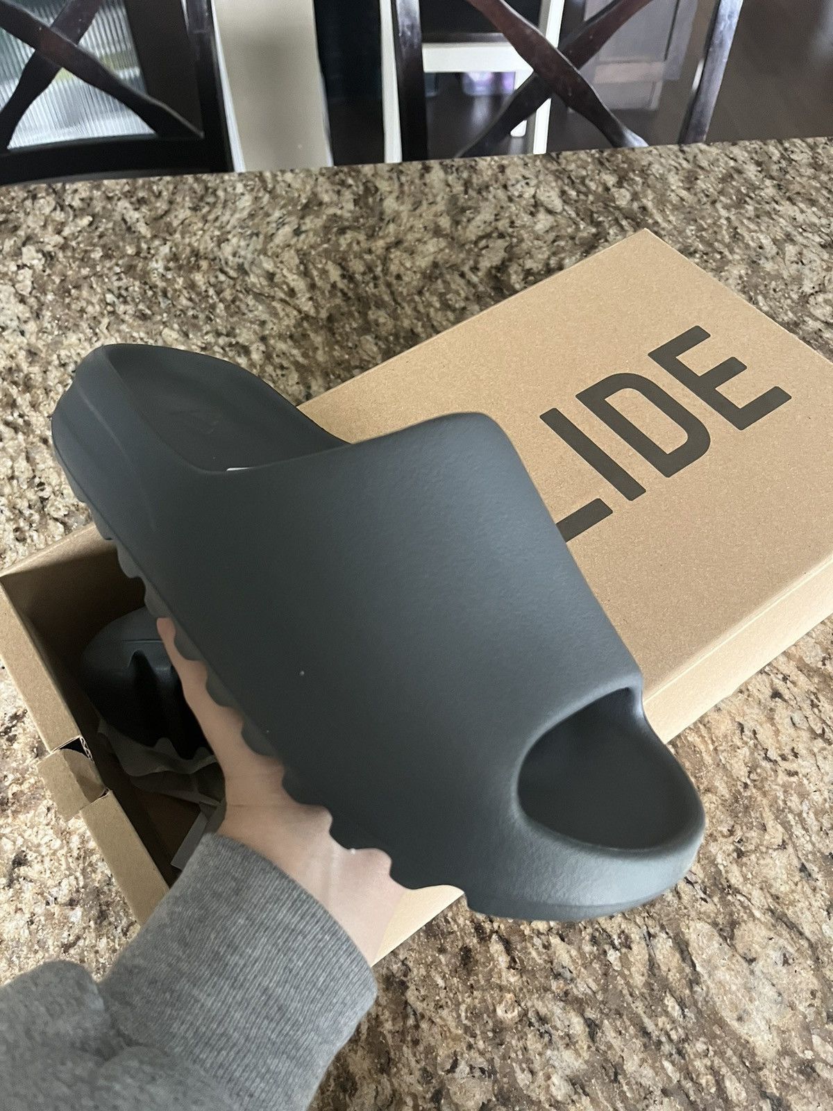 Adidas Slate Grey Yeezy Slides | Grailed