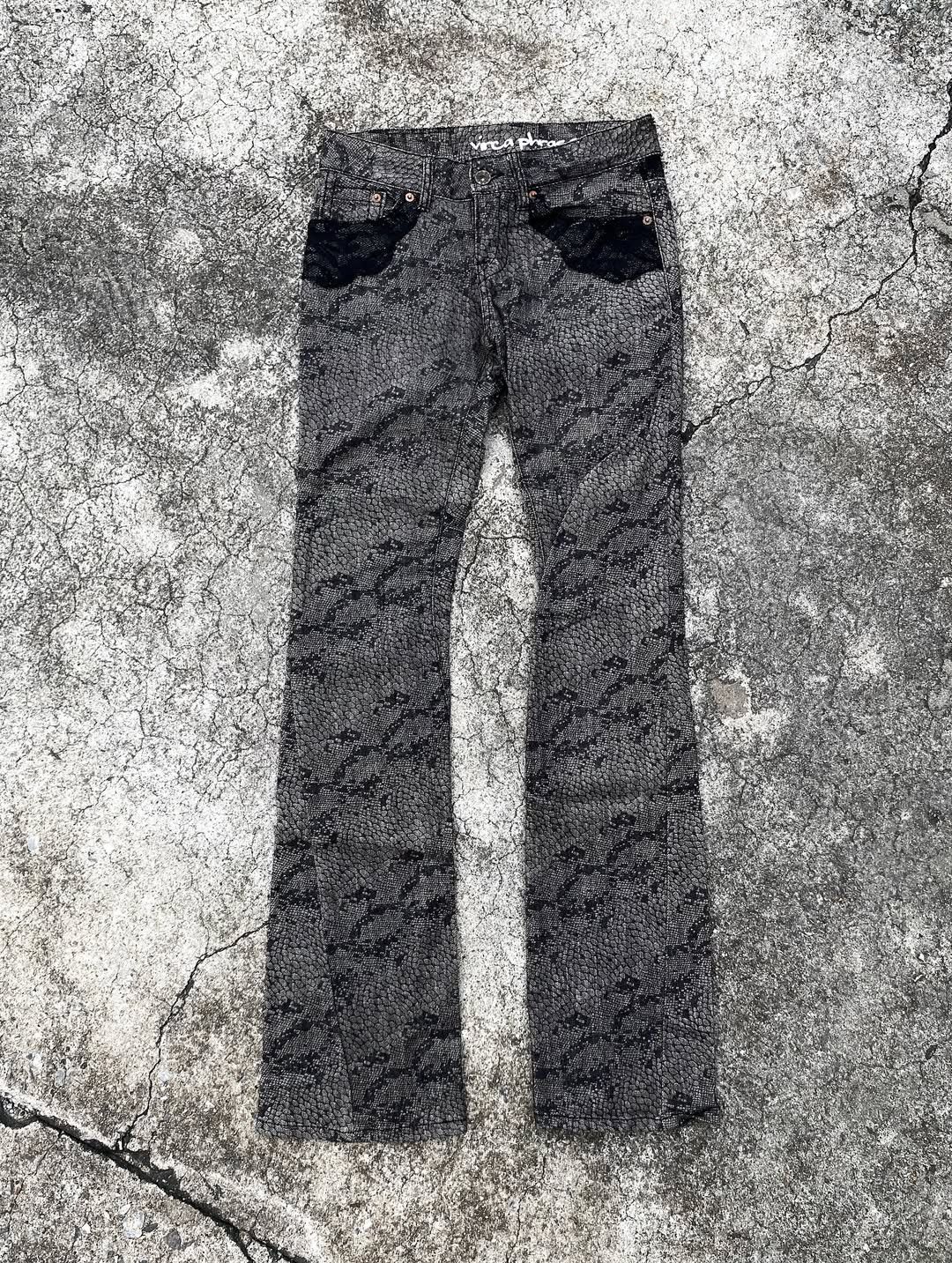 Japanese Brand Virca Phrase Snake Skinny Flare Pants 🐍 Y2K Stretch ...