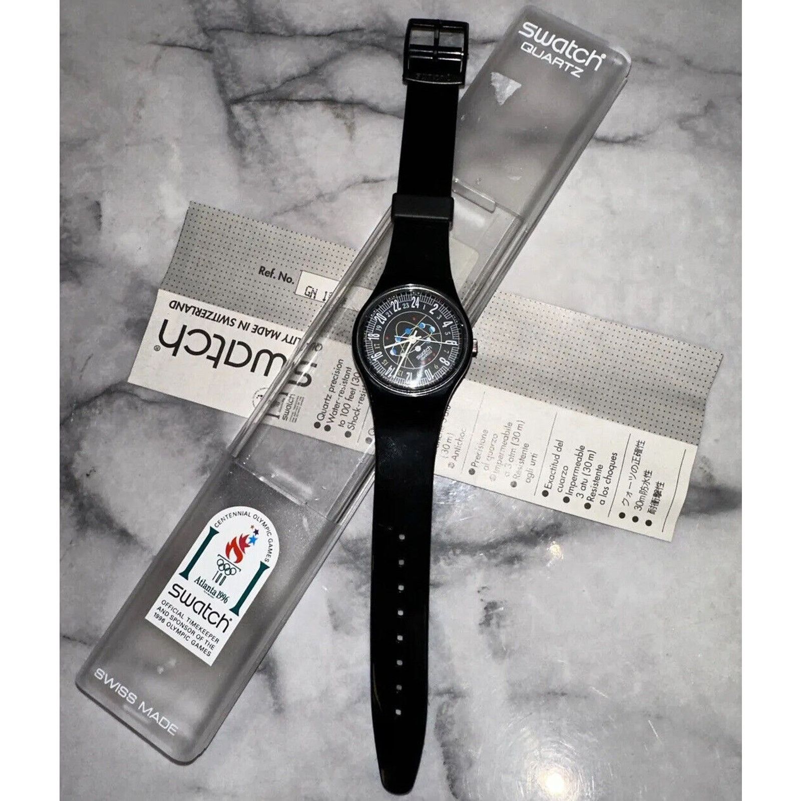 Swatch NEW Vintage Swatch Space Ellypting Military Time Black Swiss ...