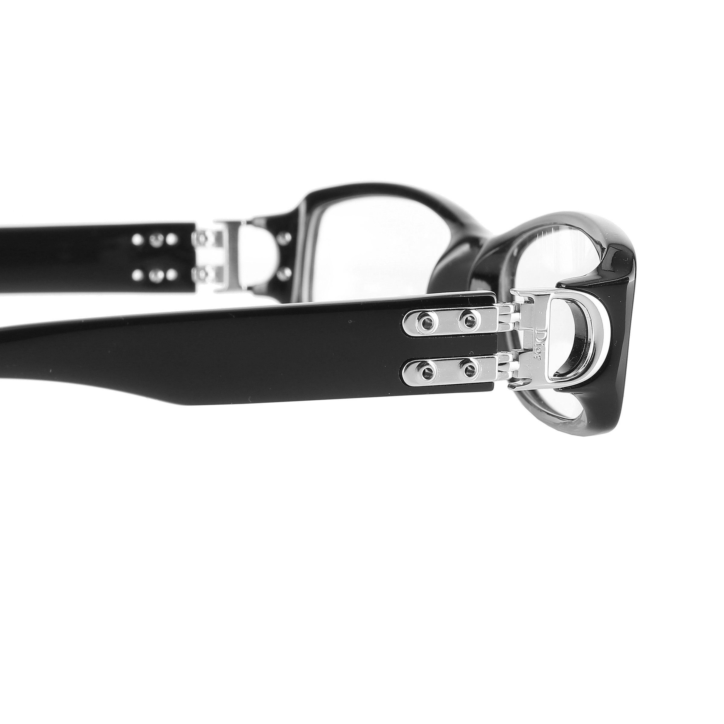 Vintage Christian Dior '90s Lock Detail Black Rectangular Glasses | Grailed