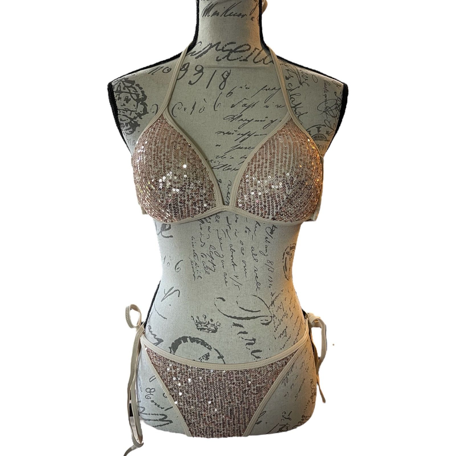 Other Beige Sparkle Sequin Push Up 2 Piece String Bikini Large | Grailed Other Beige Sparkle Sequin Push Up 2 Piece String Bikini Large | Grailed