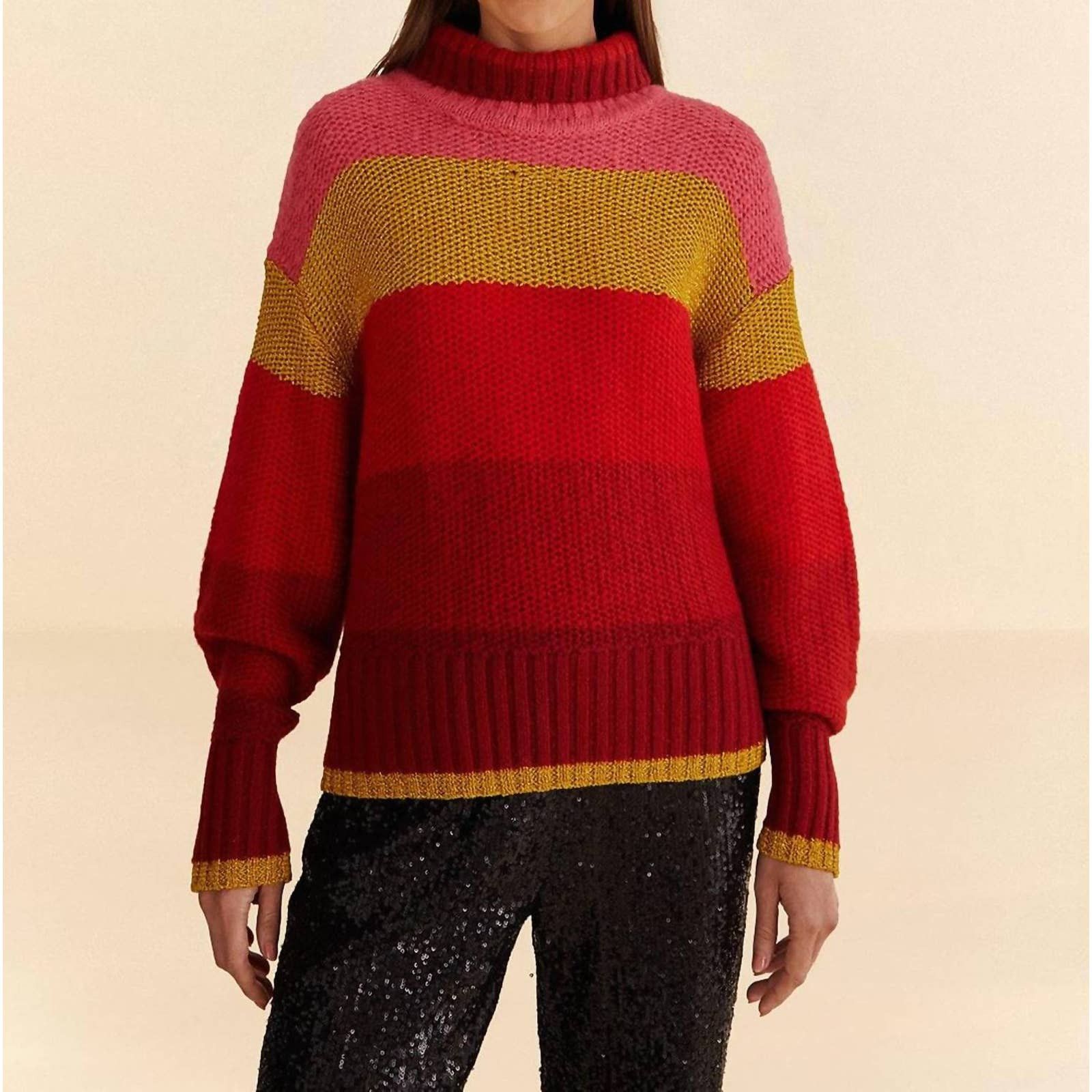 Farm Rio FARM RIO Shiny Stripes Knit Sweater In Red Multi | Grailed