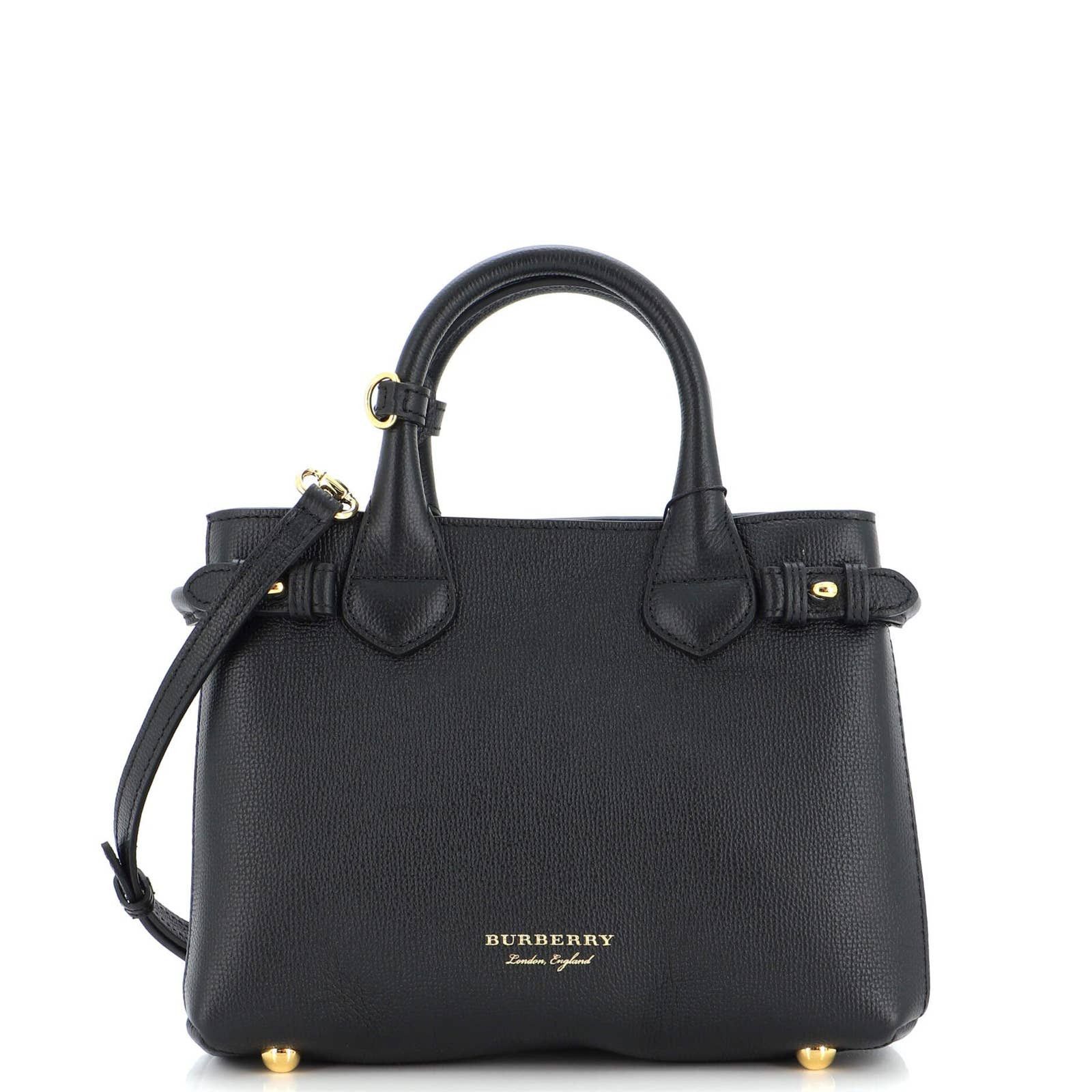 Burberry Banner Tote Leather and House Check Canvas Small | Grailed