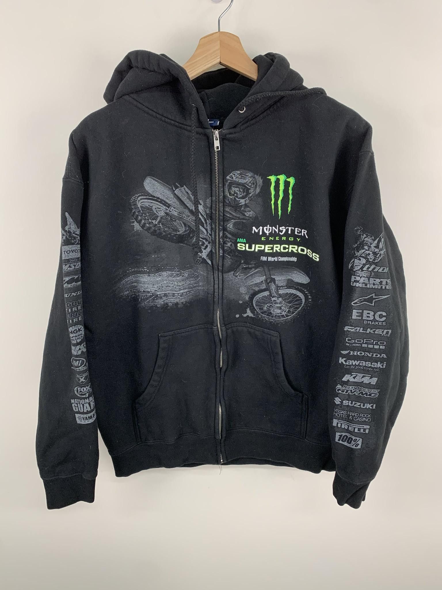 Streetwear Y2K Monster Energy Supercross Zip Up Hoodie | Grailed